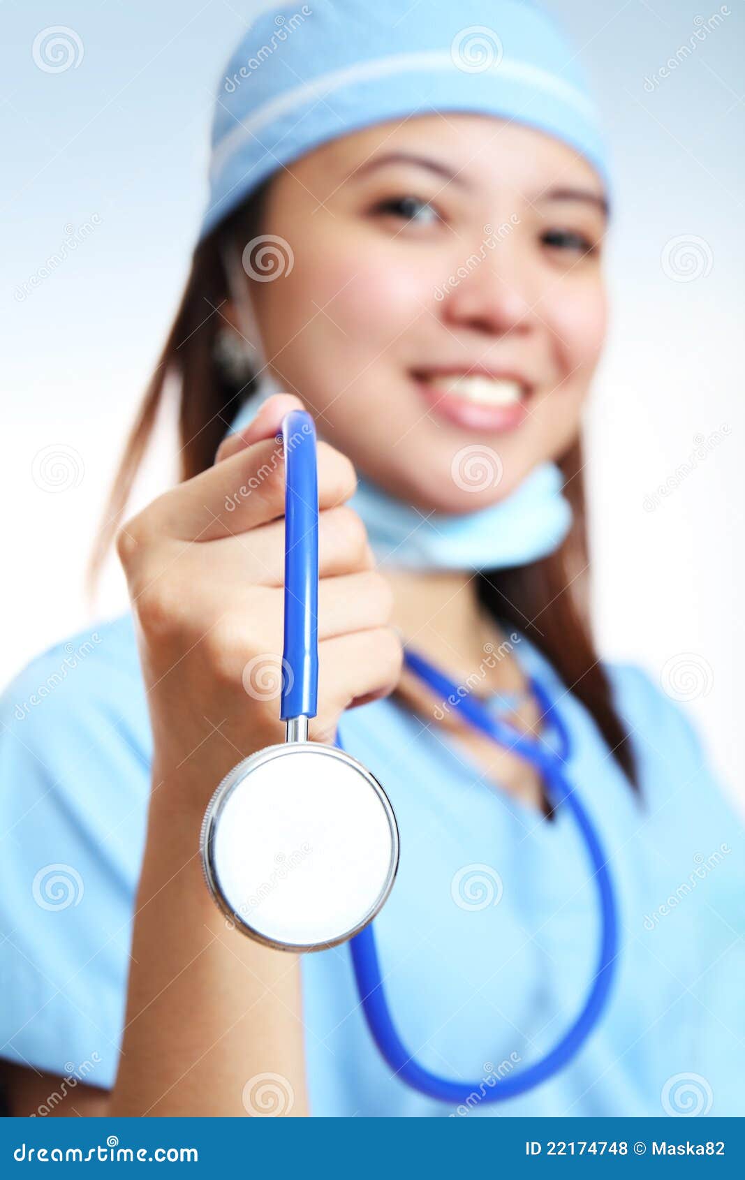 Nurse with stethoscope stock photo. Image of showing - 22174748