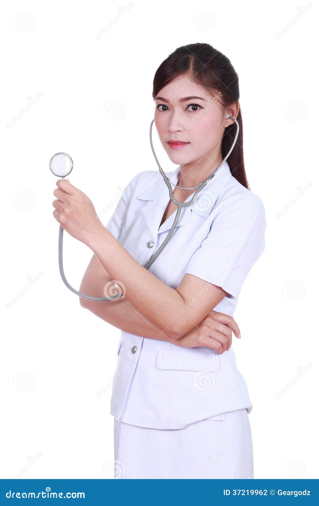 Nurse with stethoscope stock photo. Image of clinic, nurse - 37219962