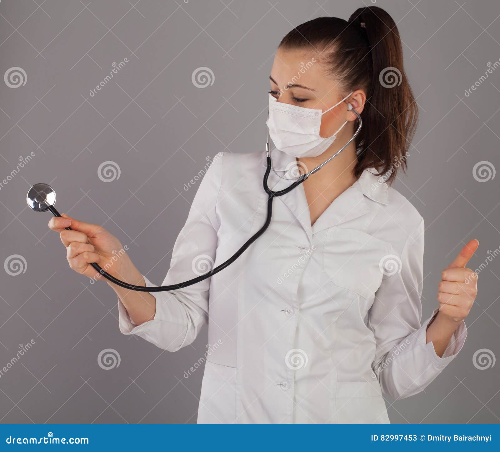 Nurse with stethoscope stock image. Image of young, robe - 82997453