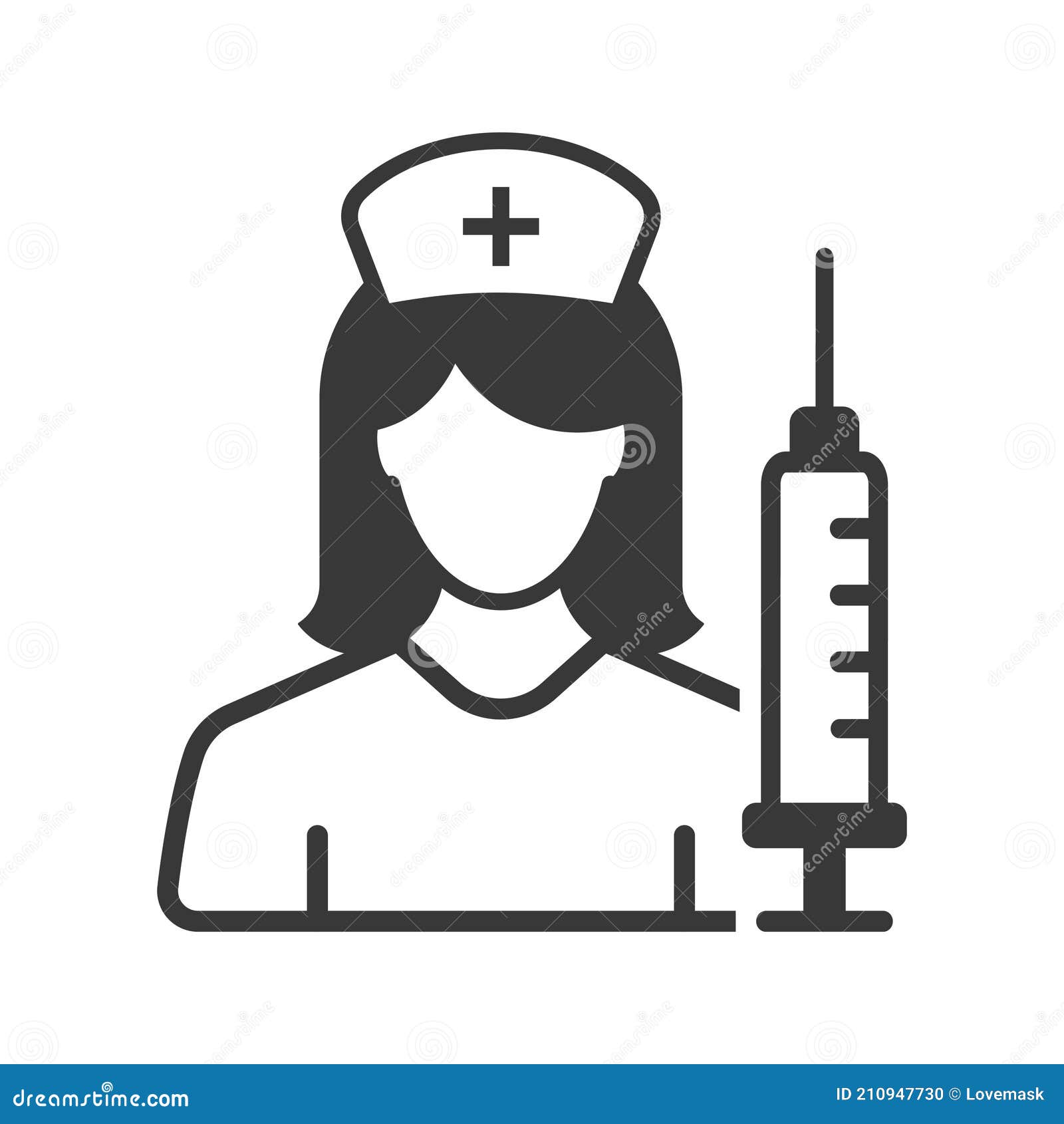Nurse with Syringe Icon on White Background. Vector Illustration. Stock ...