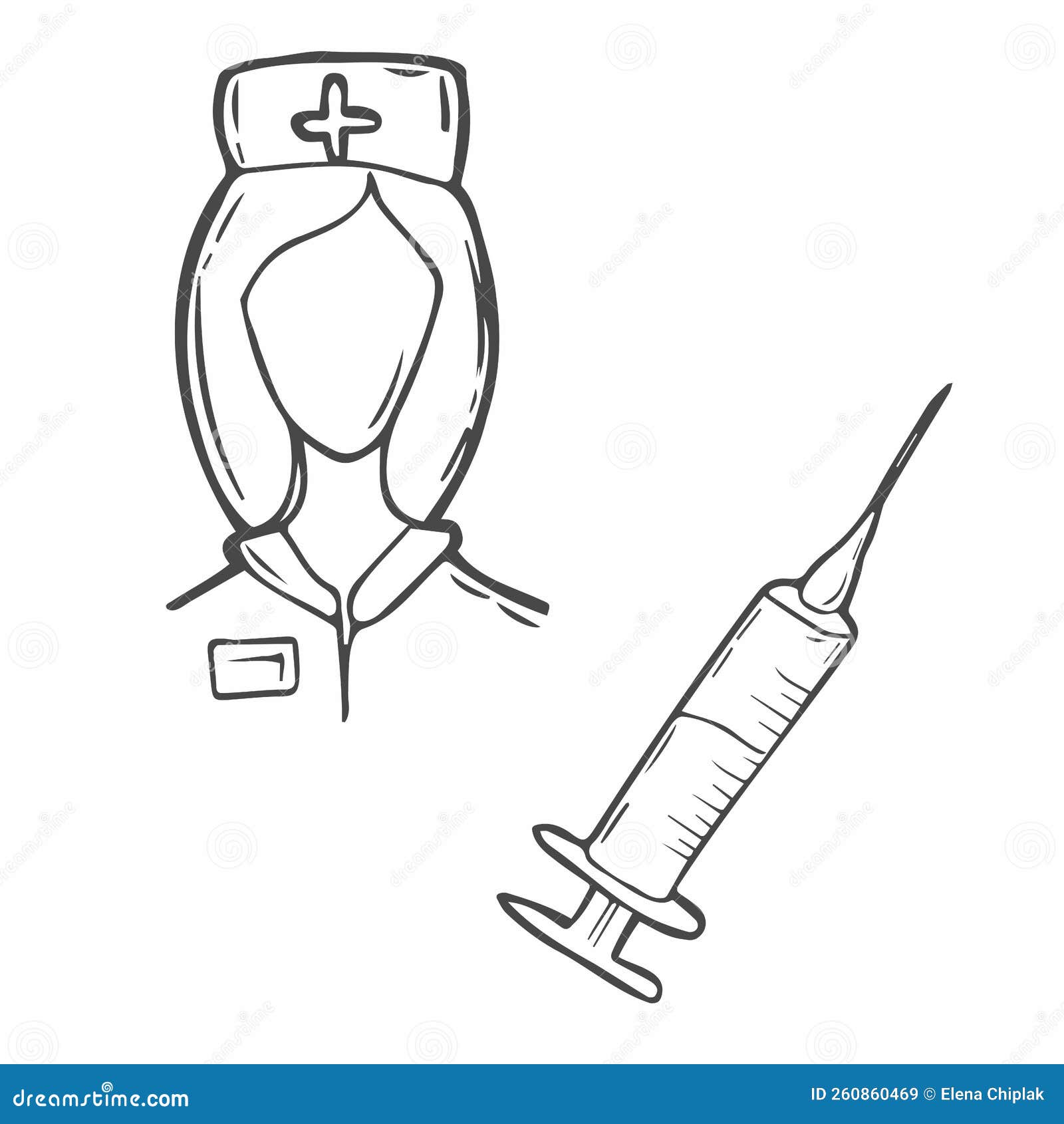 Nurse with Syringe Vector Illustration Sketch Stock Vector ...