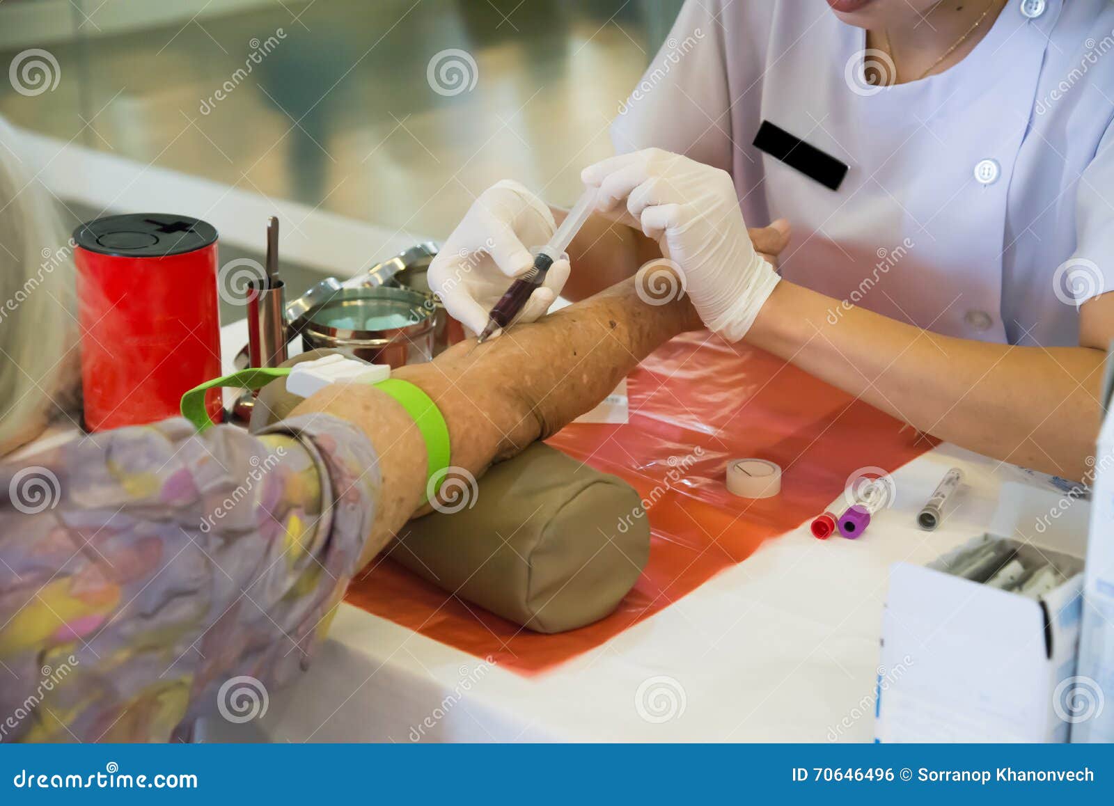 Nurse Taking Blood Sample from Patient at the Doctors Office Stock ...