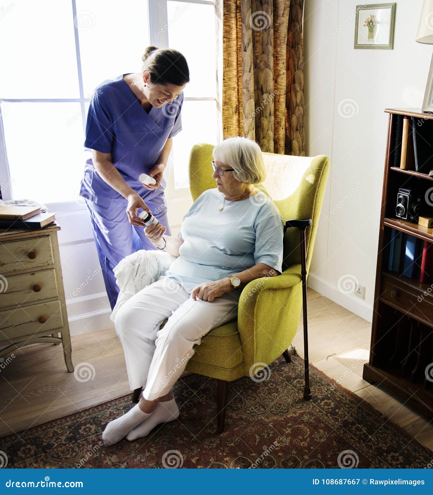 Nurse is Taking Care of a Senior Woman Stock Image - Image of resting ...
