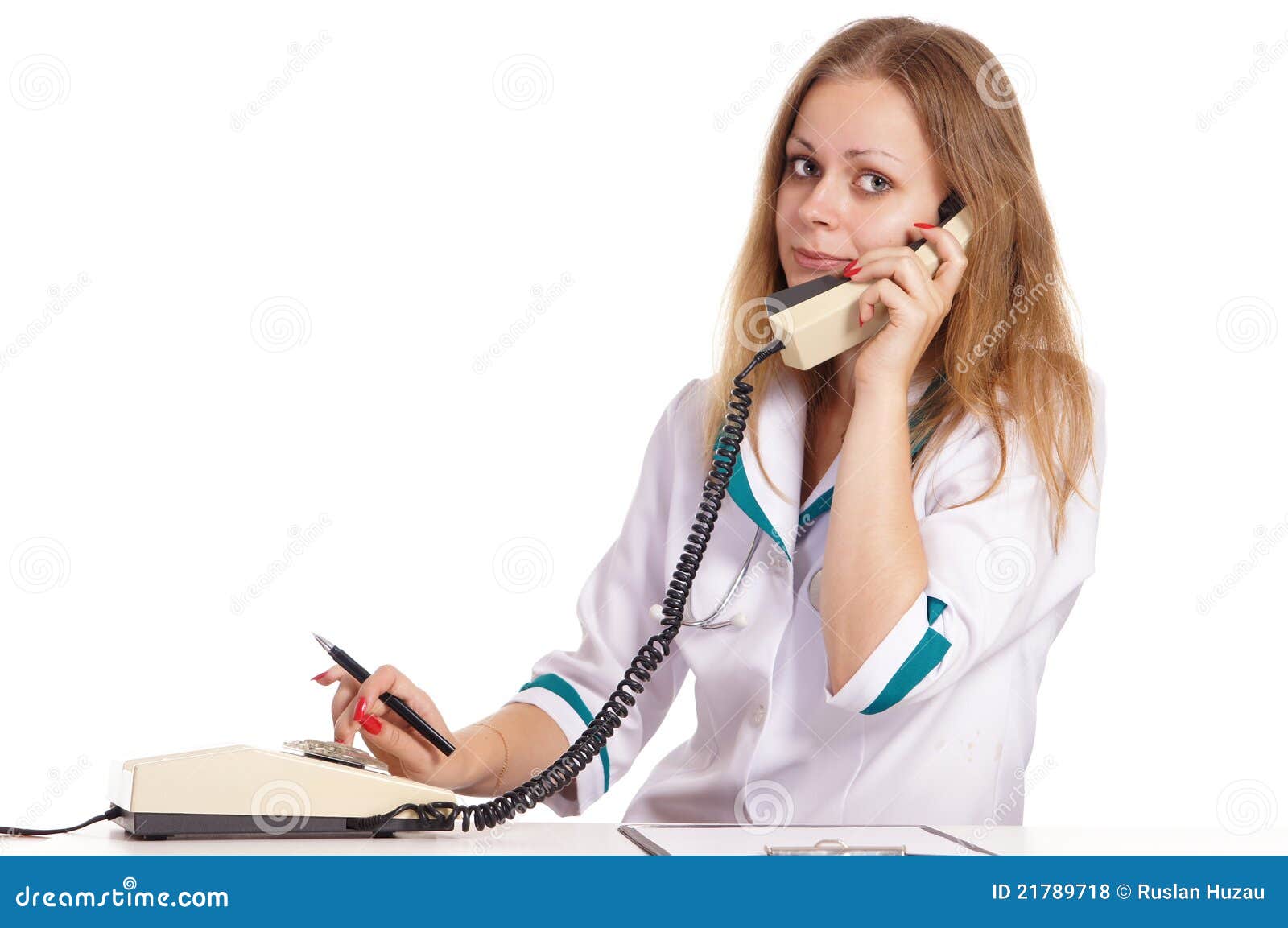 Nurse with telephone stock photo. Image of communication - 21789718