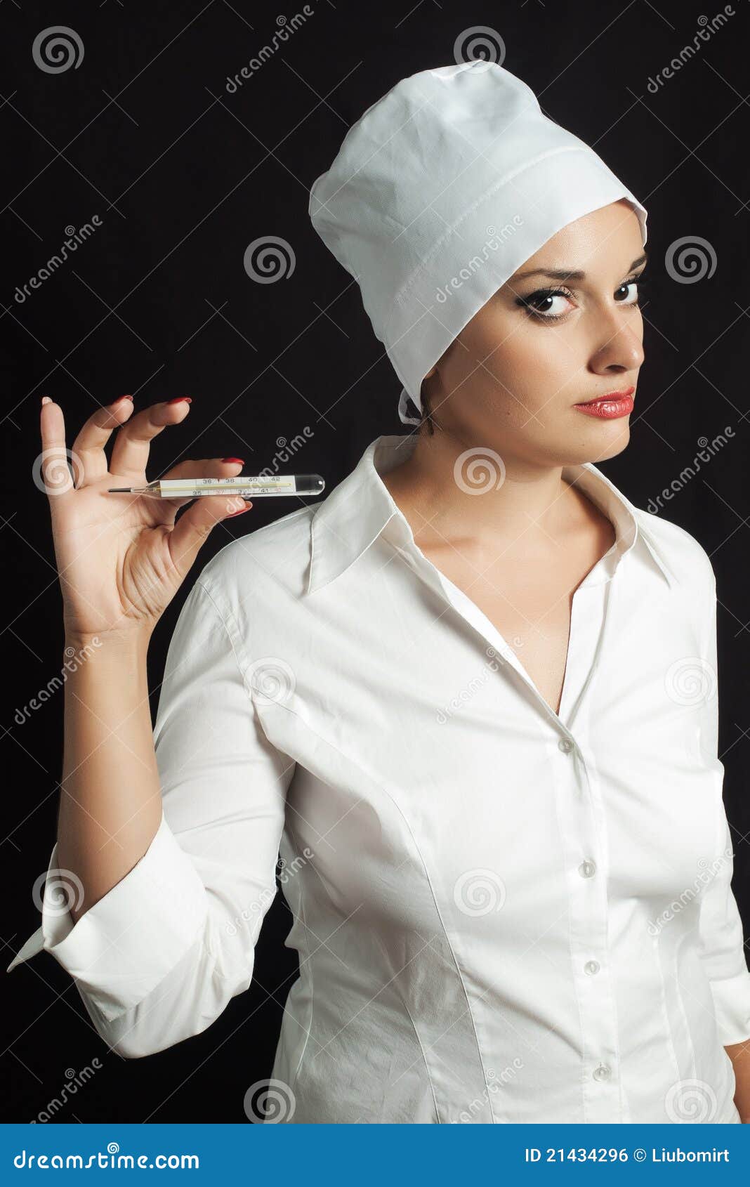 Nurse with thermometer stock photo. Image of medical - 21434296