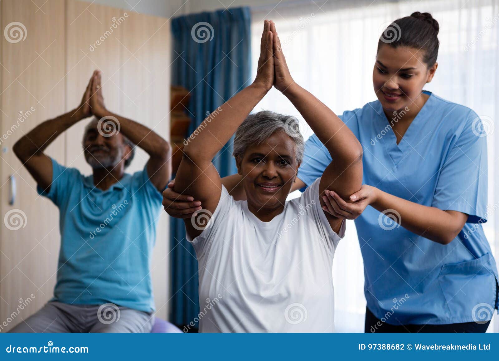 Nurse Training Seniors in Exercising Stock Photo - Image of leisure ...