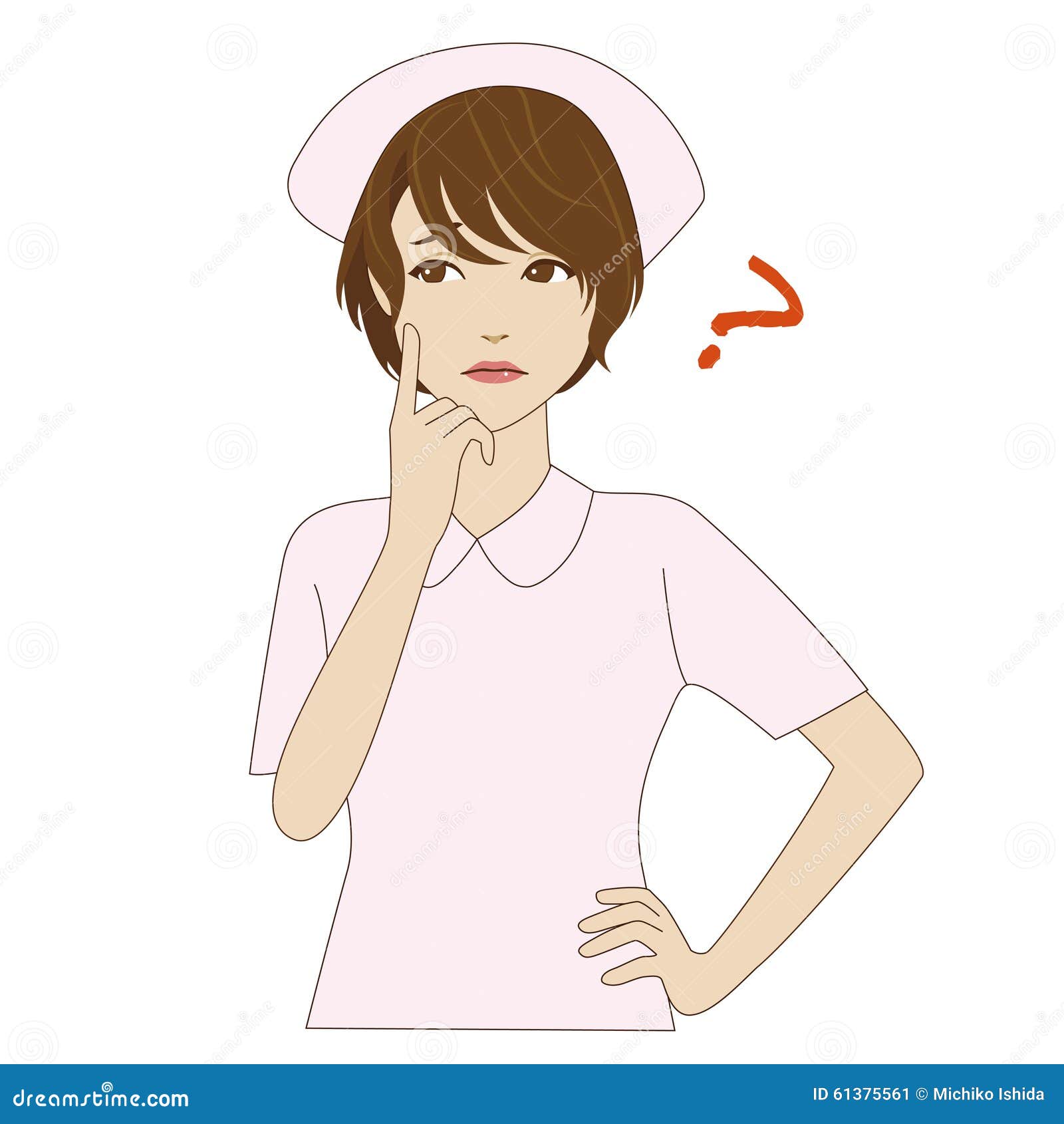 Nurse in uniform thinking stock vector. Illustration of unsure - 61375561