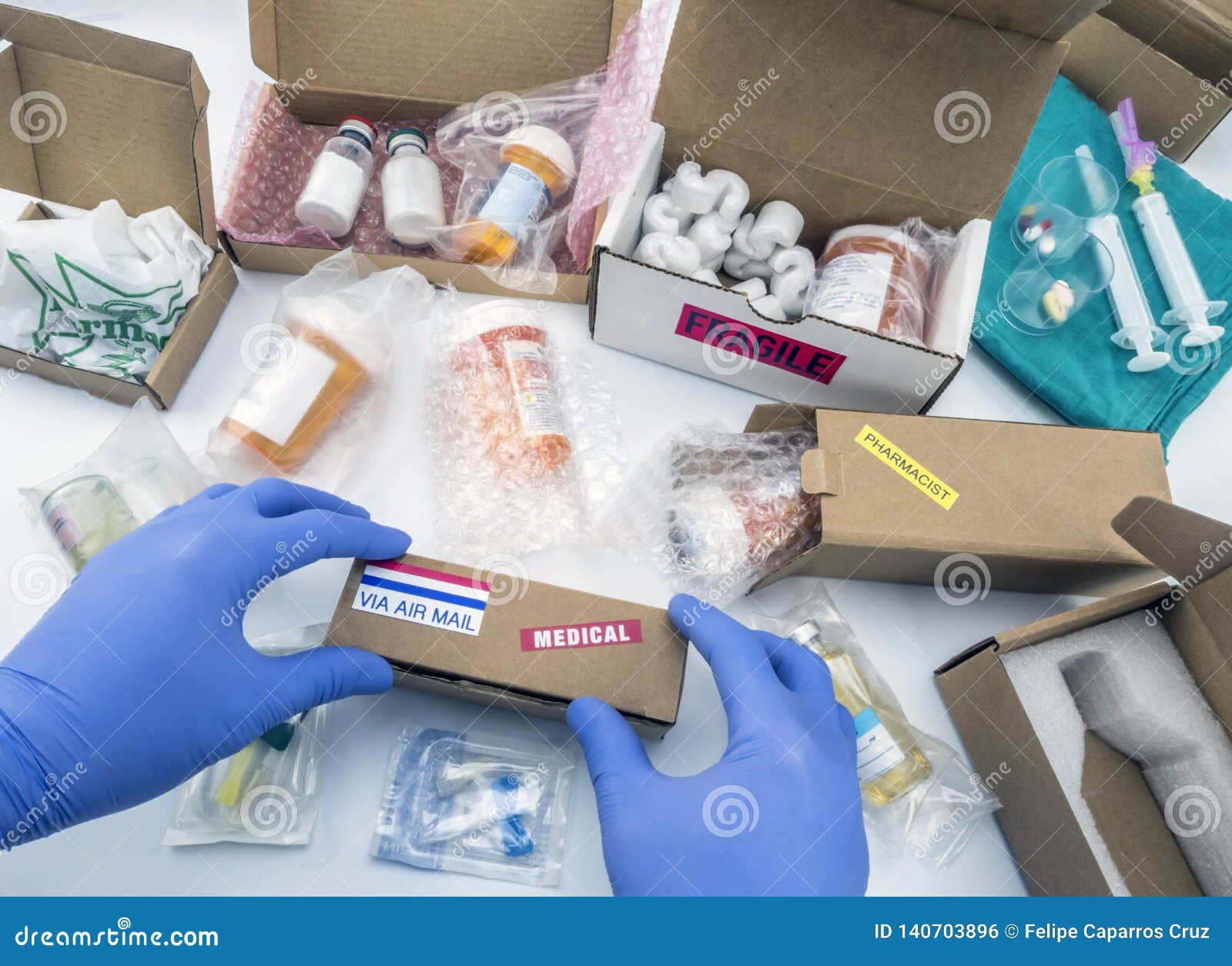 Nurse Unpacking Medication in Boxes, Conceptual Image Stock Photo ...