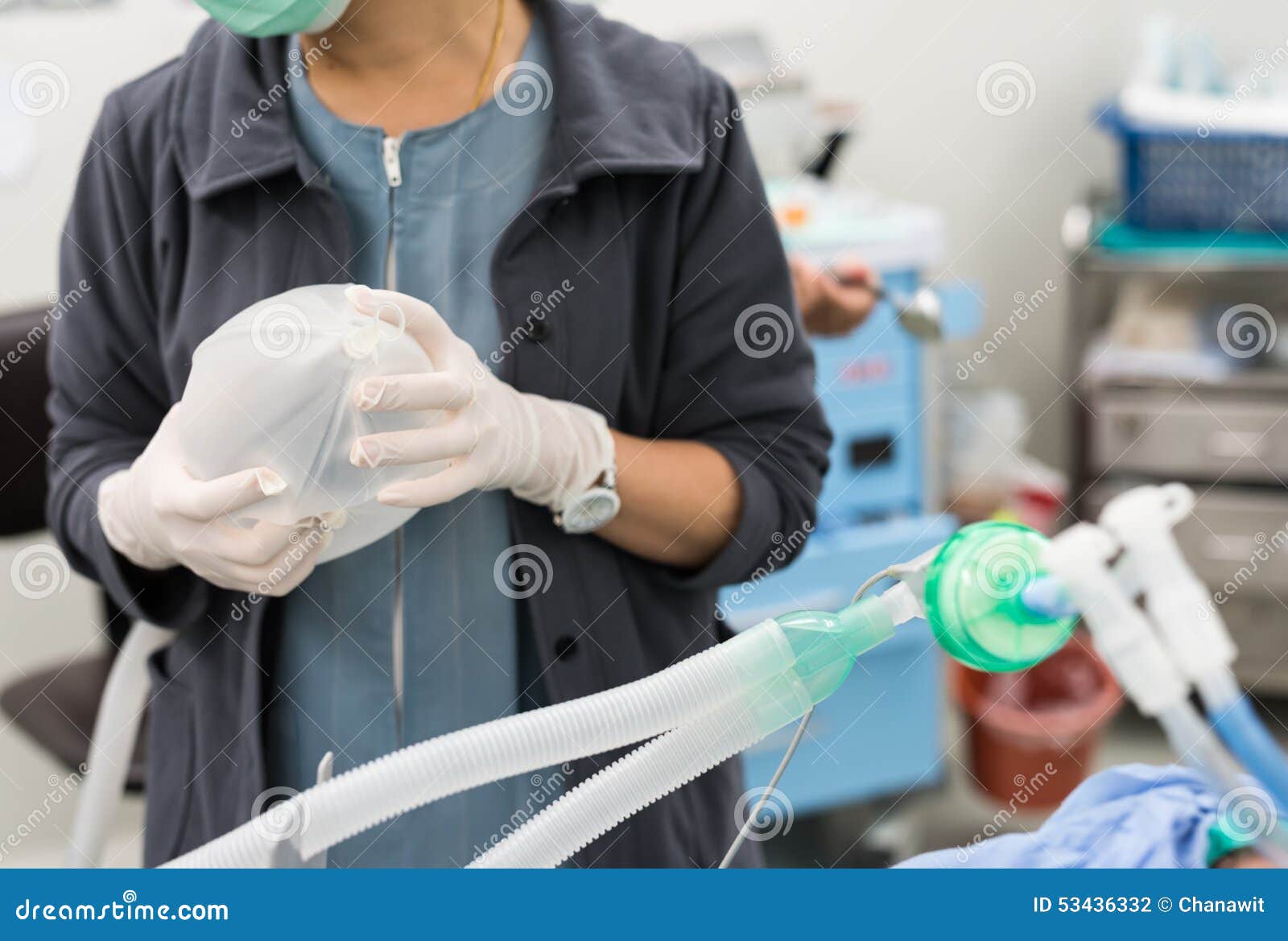 Nurse Use Ambu Bag for Ventilation Stock Photo - Image of ambu, room ...