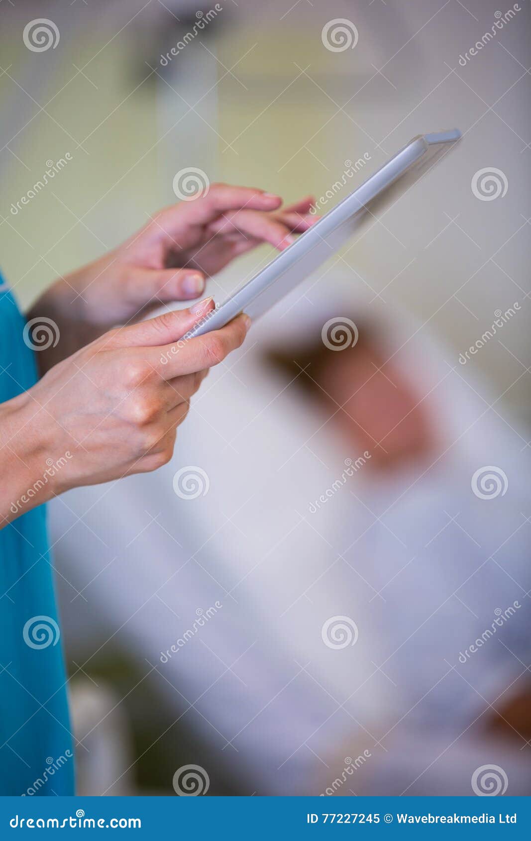 Nurse Using Digital Tablet in Hospital Ward Stock Image - Image of ...