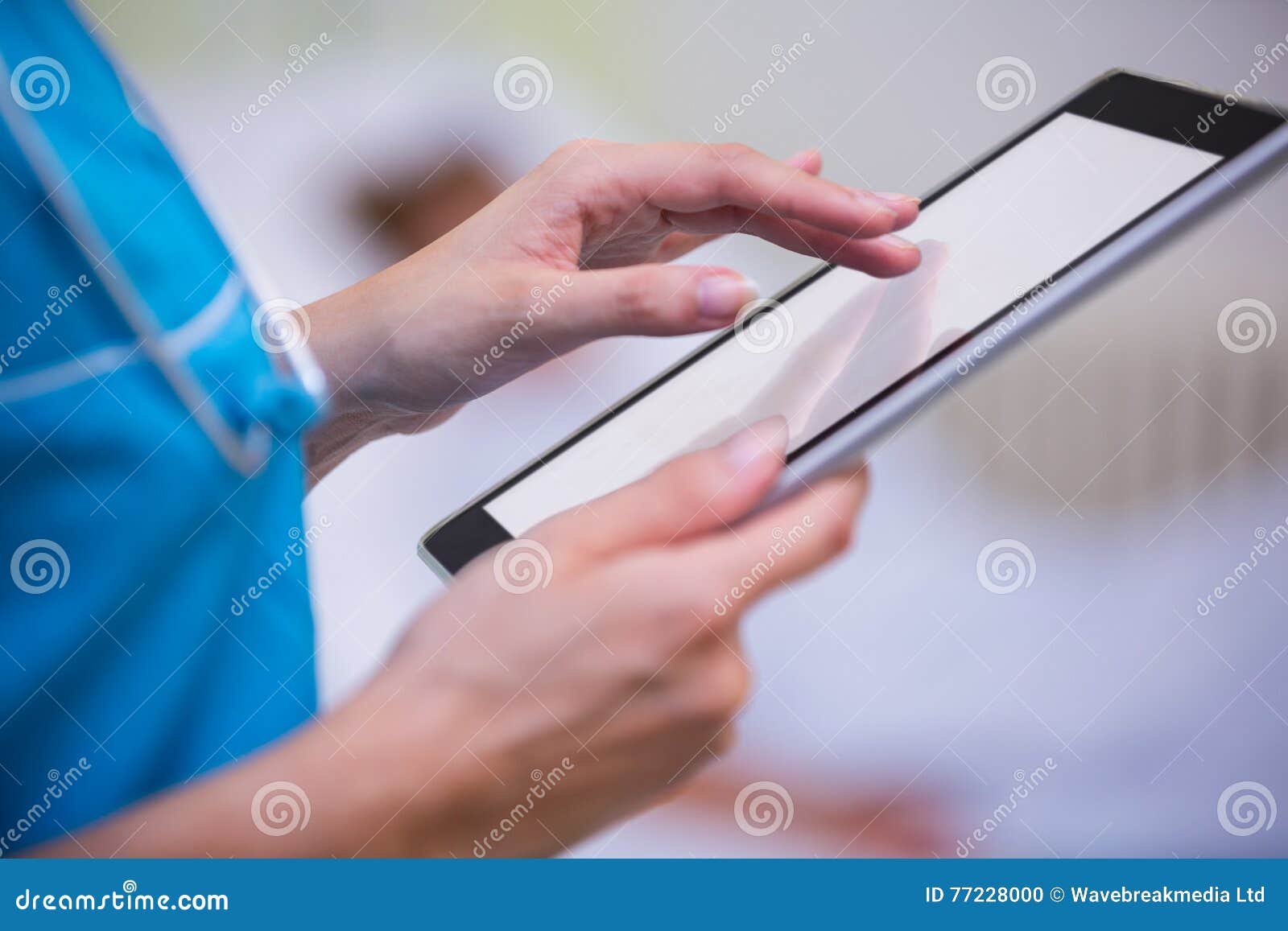 Nurse Using Digital Tablet in Hospital Ward Stock Photo - Image of ...