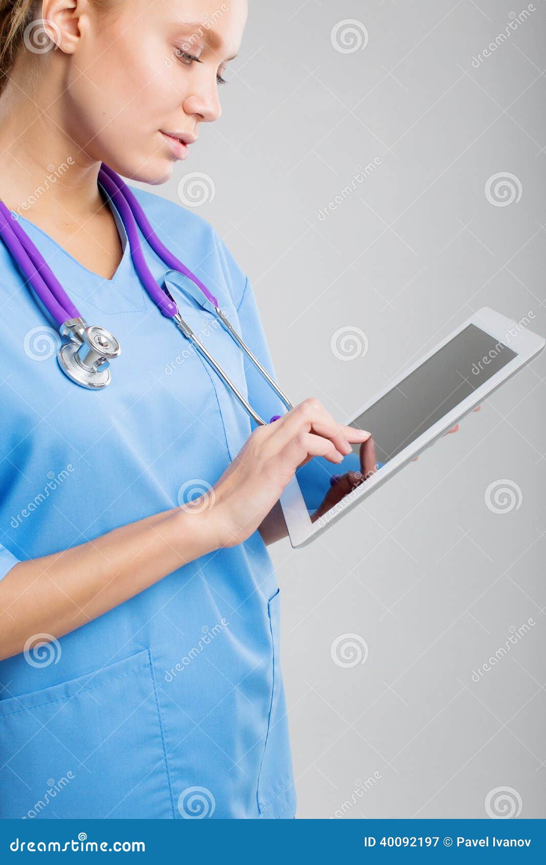 Nurse Using Digital Tablet stock image. Image of medicine - 40092197
