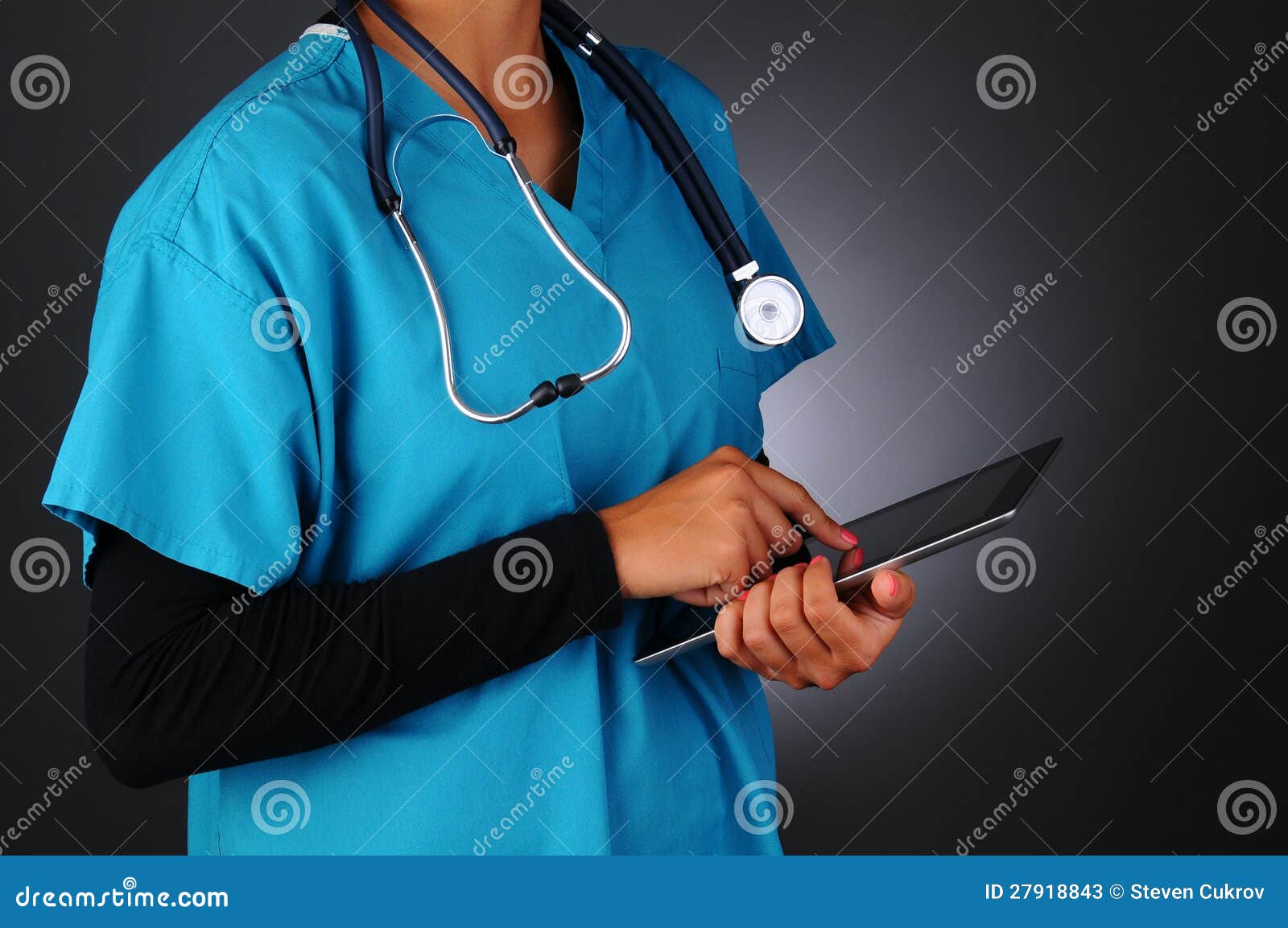Nurse Using Tablet Computer Stock Image - Image of assistant, medical ...