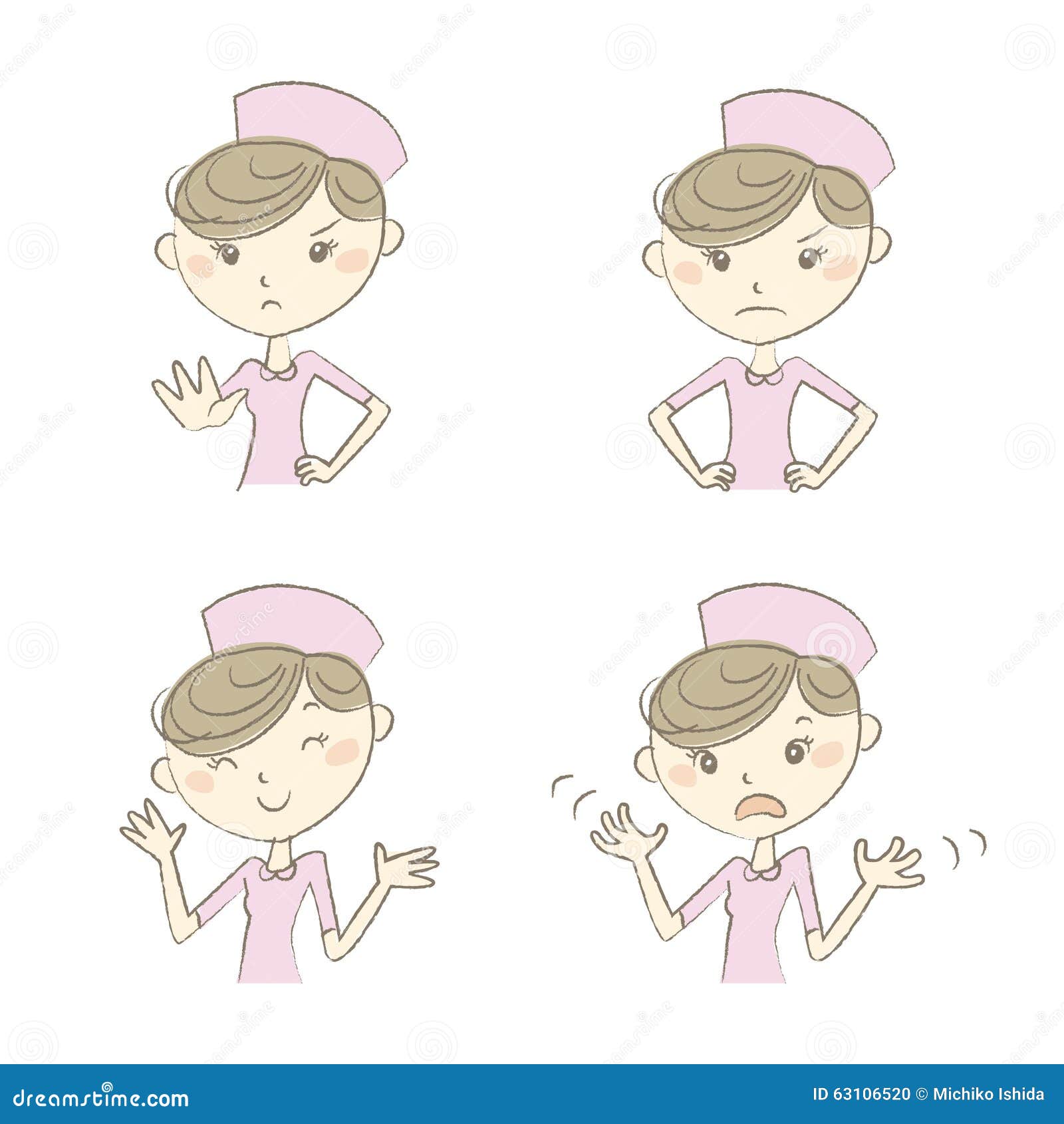 Nurse with Various Expression and Poses Stock Illustration ...