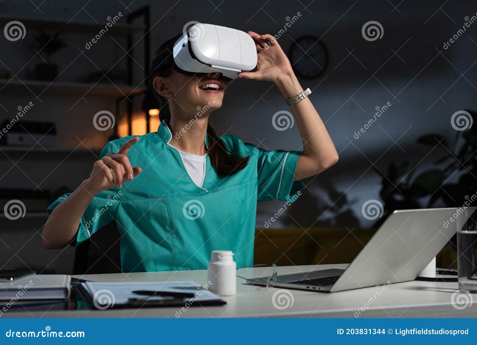 Nurse in with Virtual Reality Headset Stock Photo - Image of girl, tech ...