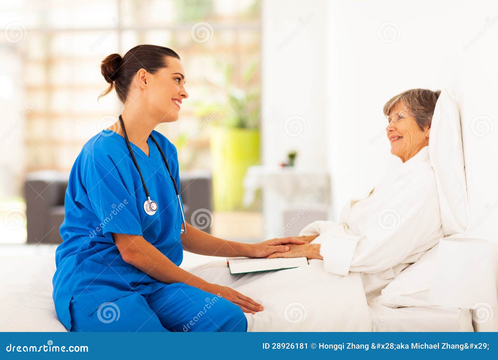 Nurse visiting patient stock image. Image of bedroom - 28926181