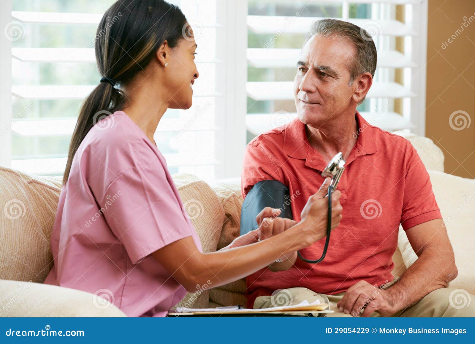 Nurse Visiting Senior Male Patient at Home Stock Image - Image of ...