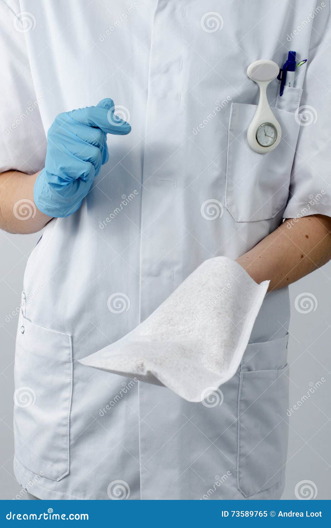 Nurse with wash cloth stock image. Image of nurse, glove - 73589765