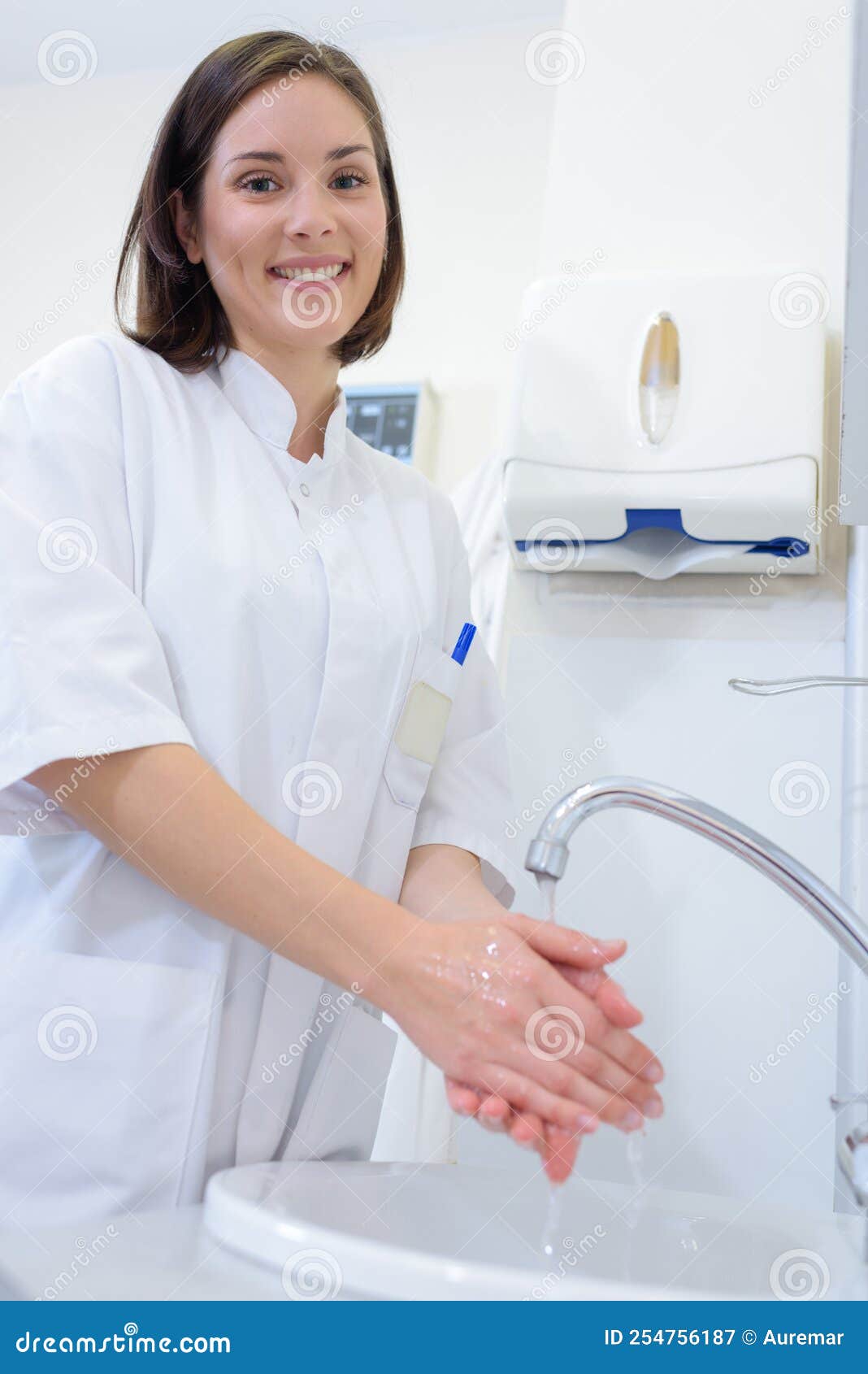 Nurse washing hands stock image. Image of prevention - 254756187
