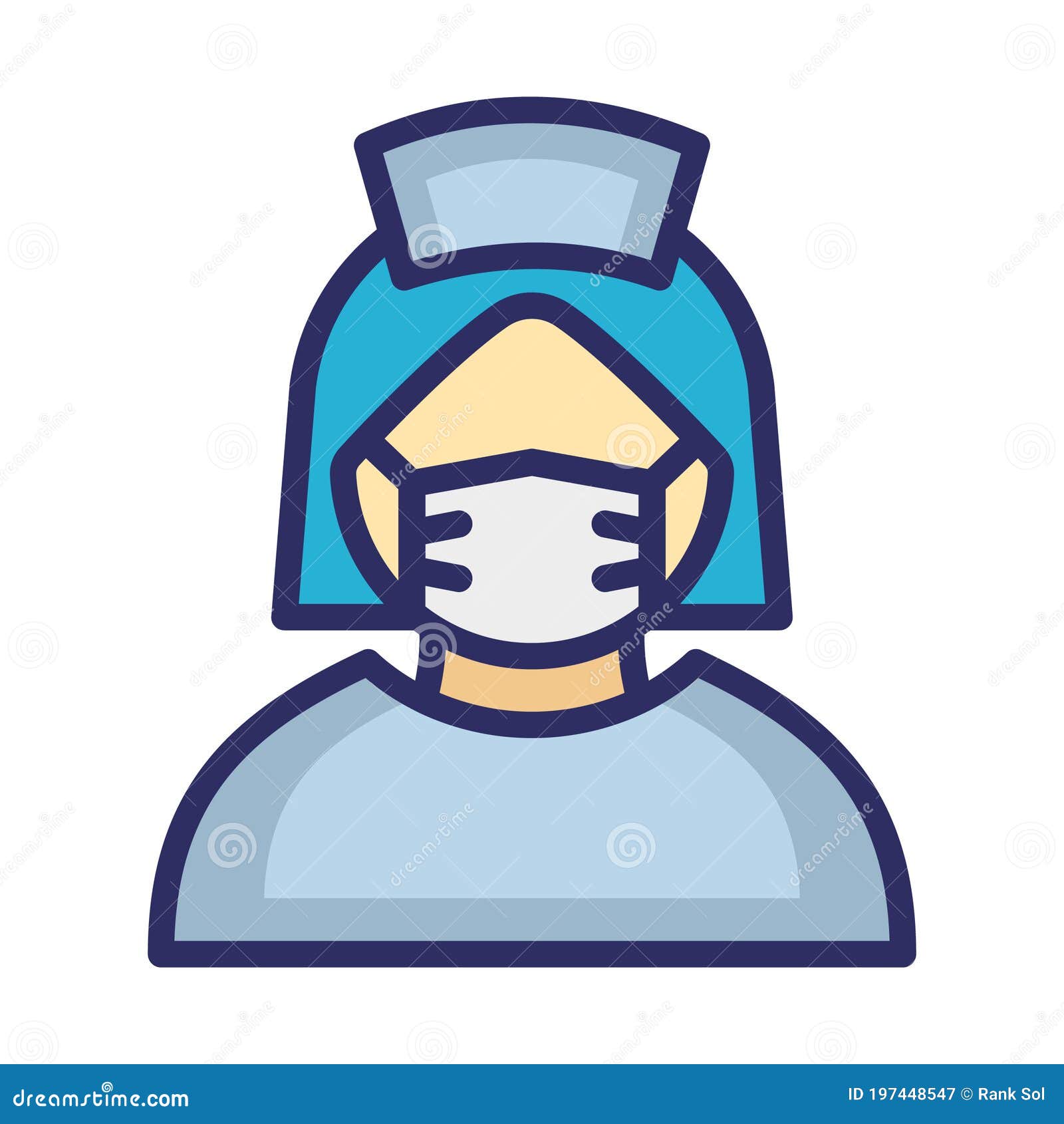 Nurse Wearing Mask Vector Icon Which Can Easily Modify or Edit Stock ...