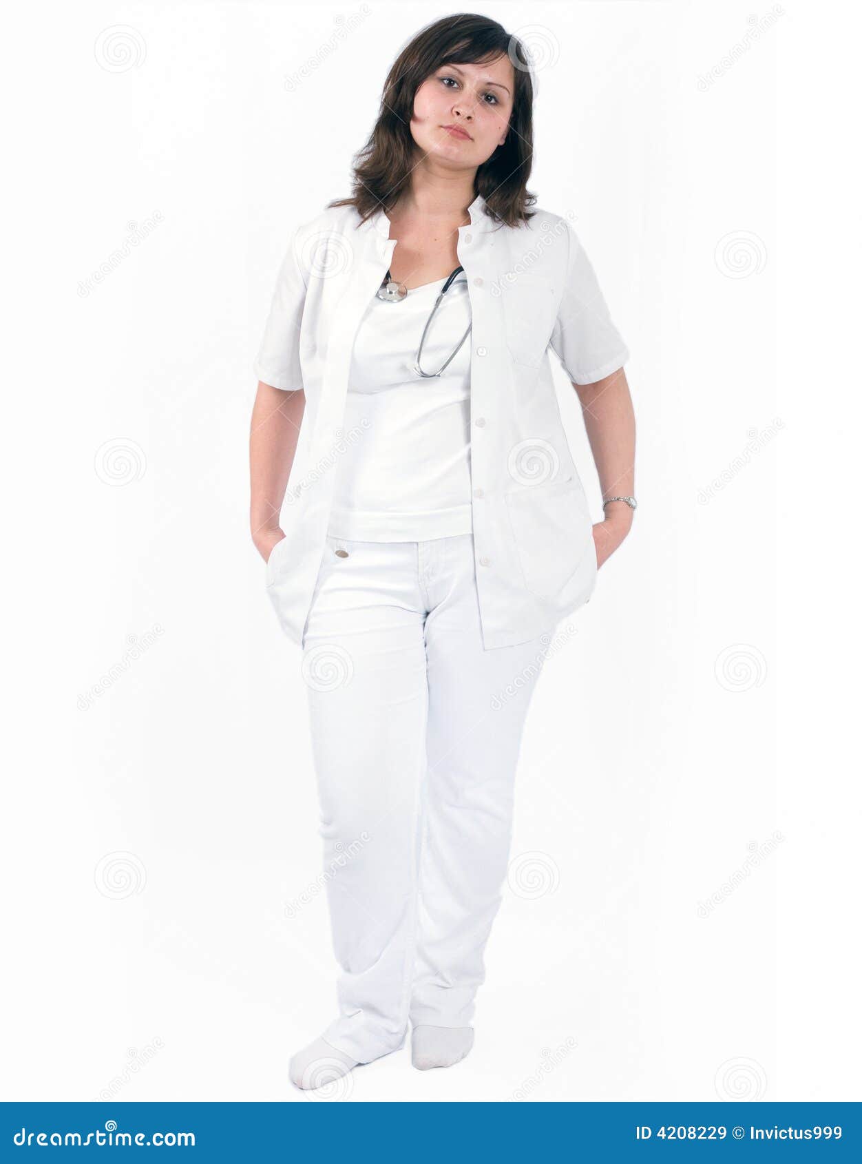 A nurse in white stock image. Image of girls, medic, nursing - 4208229