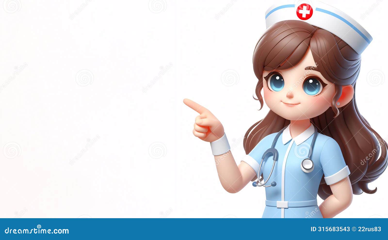 Nurse with White Background, 3d Rendering. Computer Digital Drawing ...