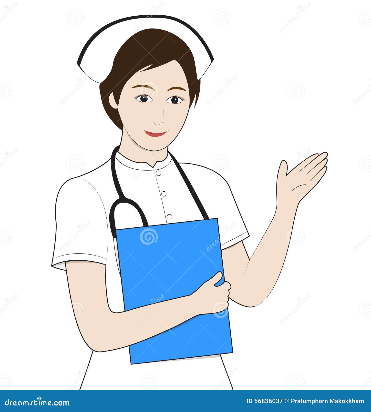 Nurse In White Dress Cartoon Vector | CartoonDealer.com #56836037