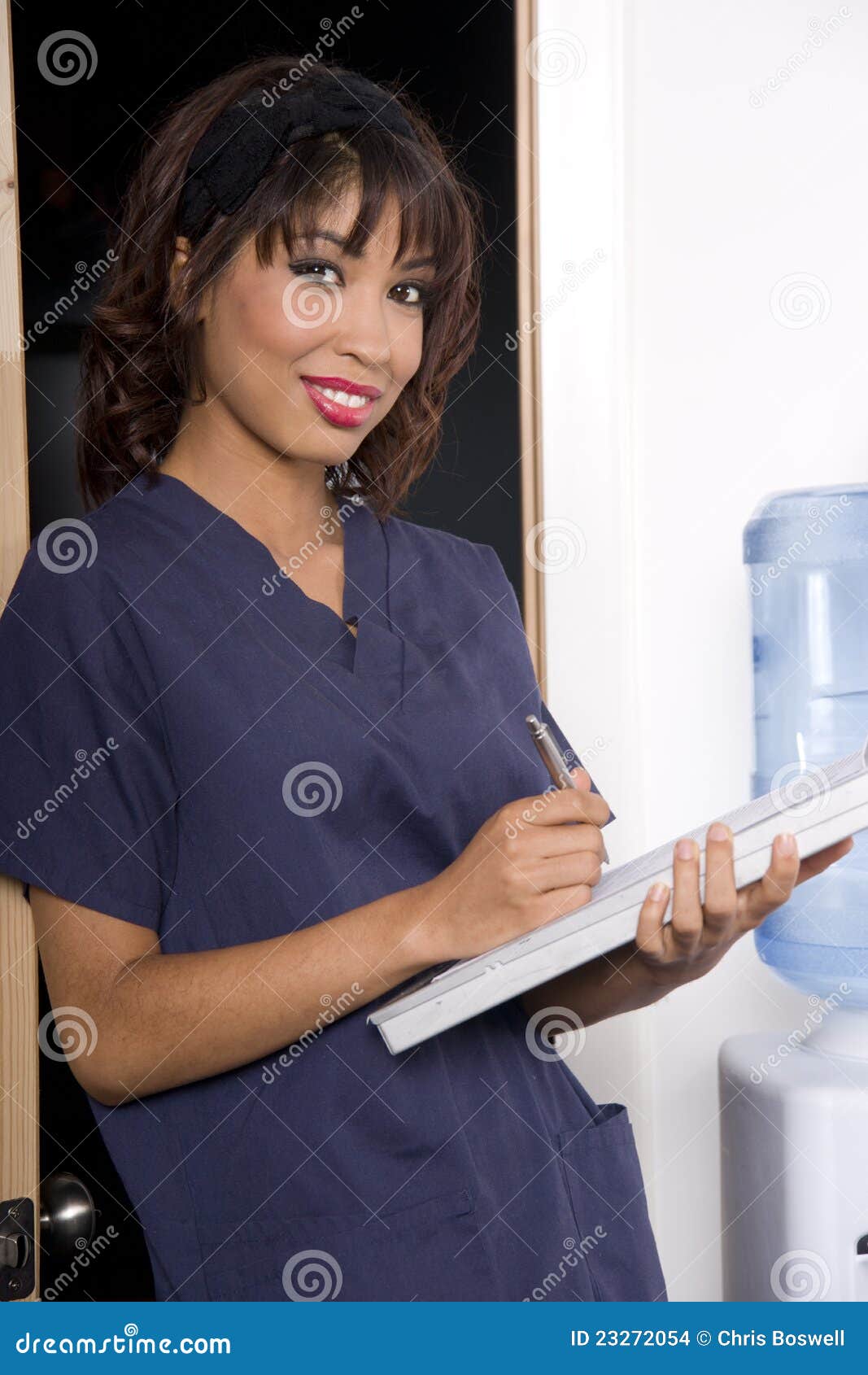 Pretty Young Nurse Working Medical Chart Clipboard Stock Photo - Image ...