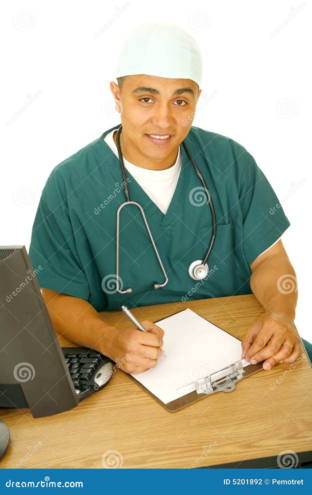 Nurse Working on His Desk stock photo. Image of look, male - 5201892