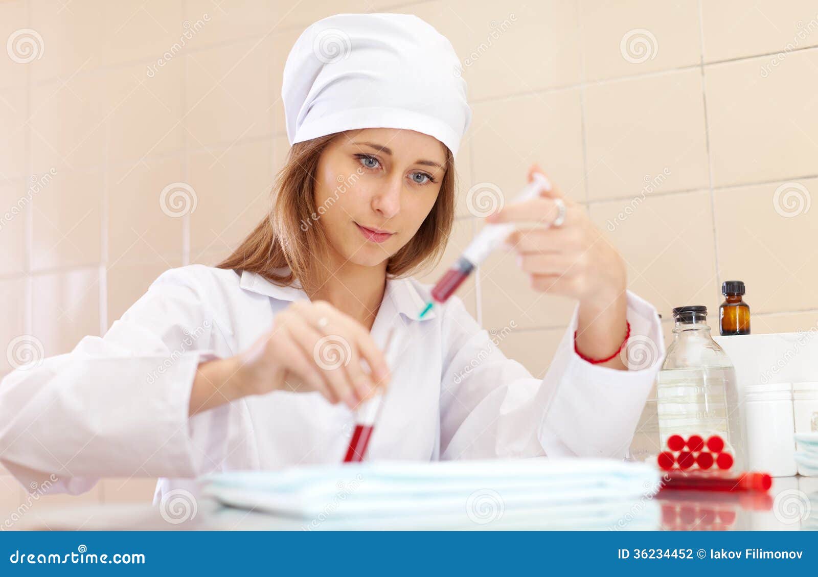 Nurse Working in Laboratory Stock Photo - Image of haemanalysis, genes ...