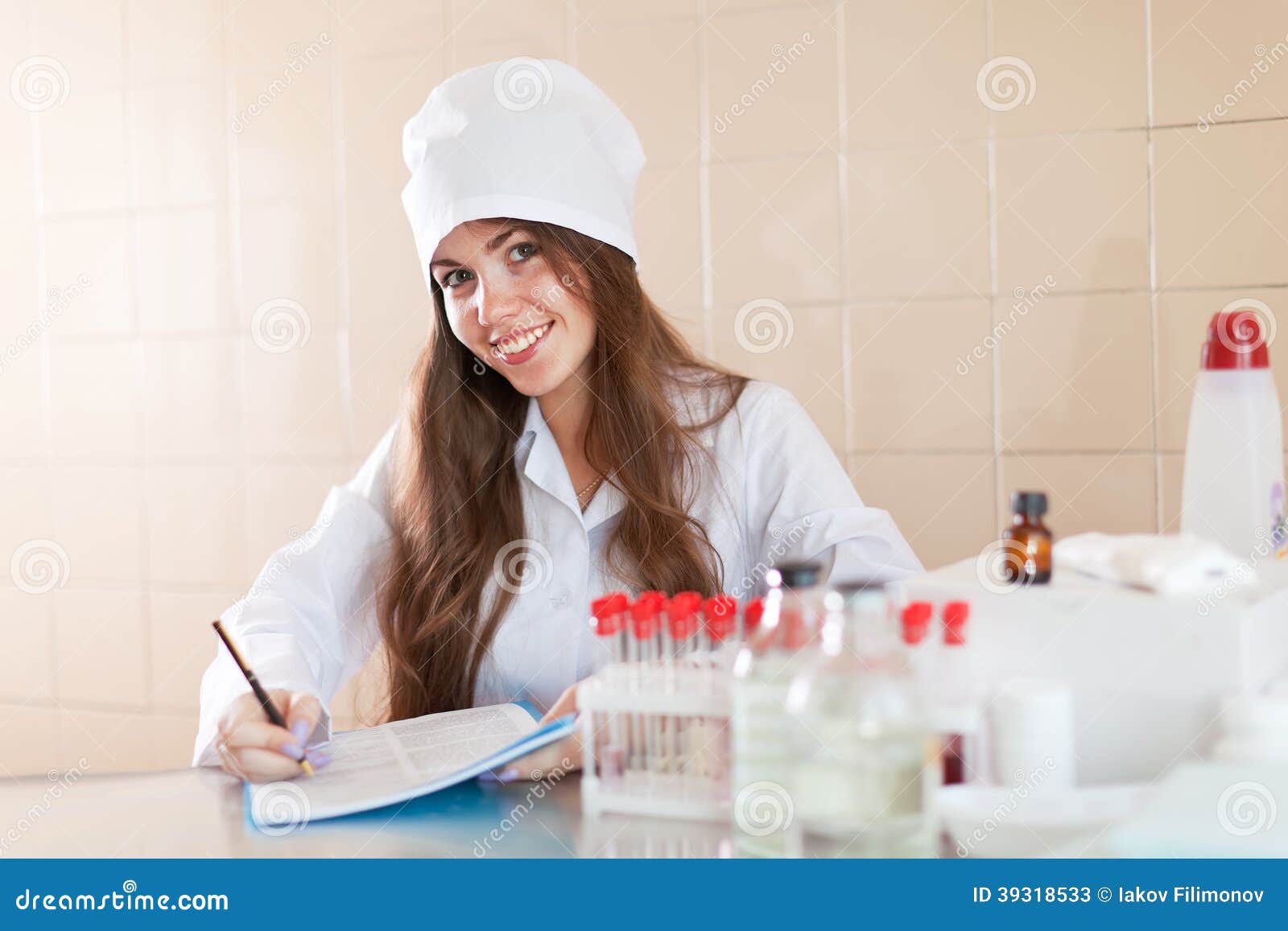 Nurse Working in Laboratory Stock Image - Image of professional, female ...