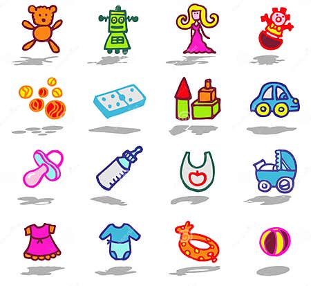 Nursery icons set stock vector. Illustration of domino - 10202640