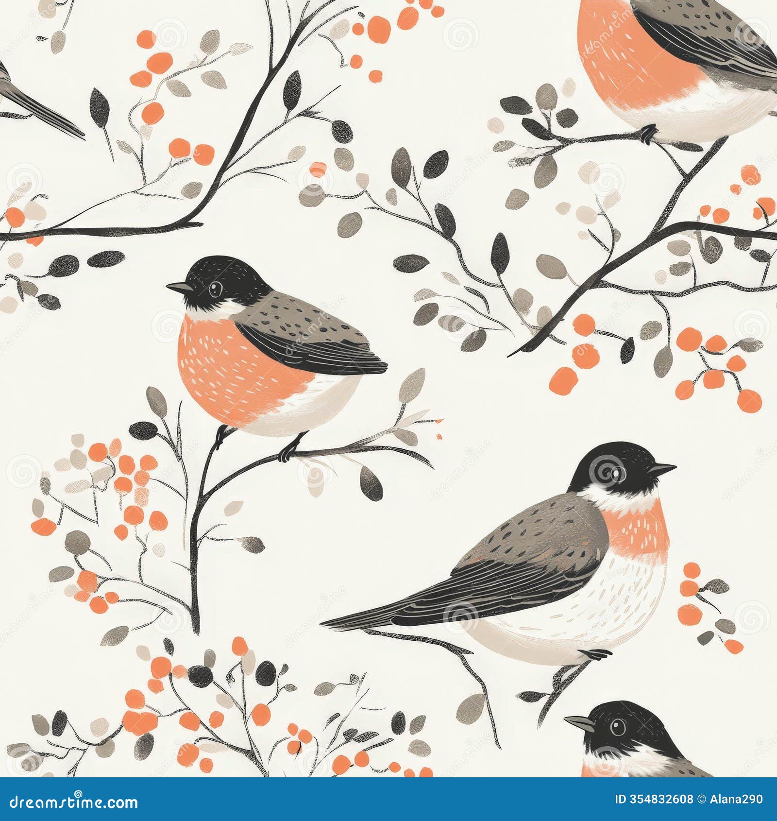 Nursery Ornament, Cute Birds. Seamless Texture Illustration Stock ...