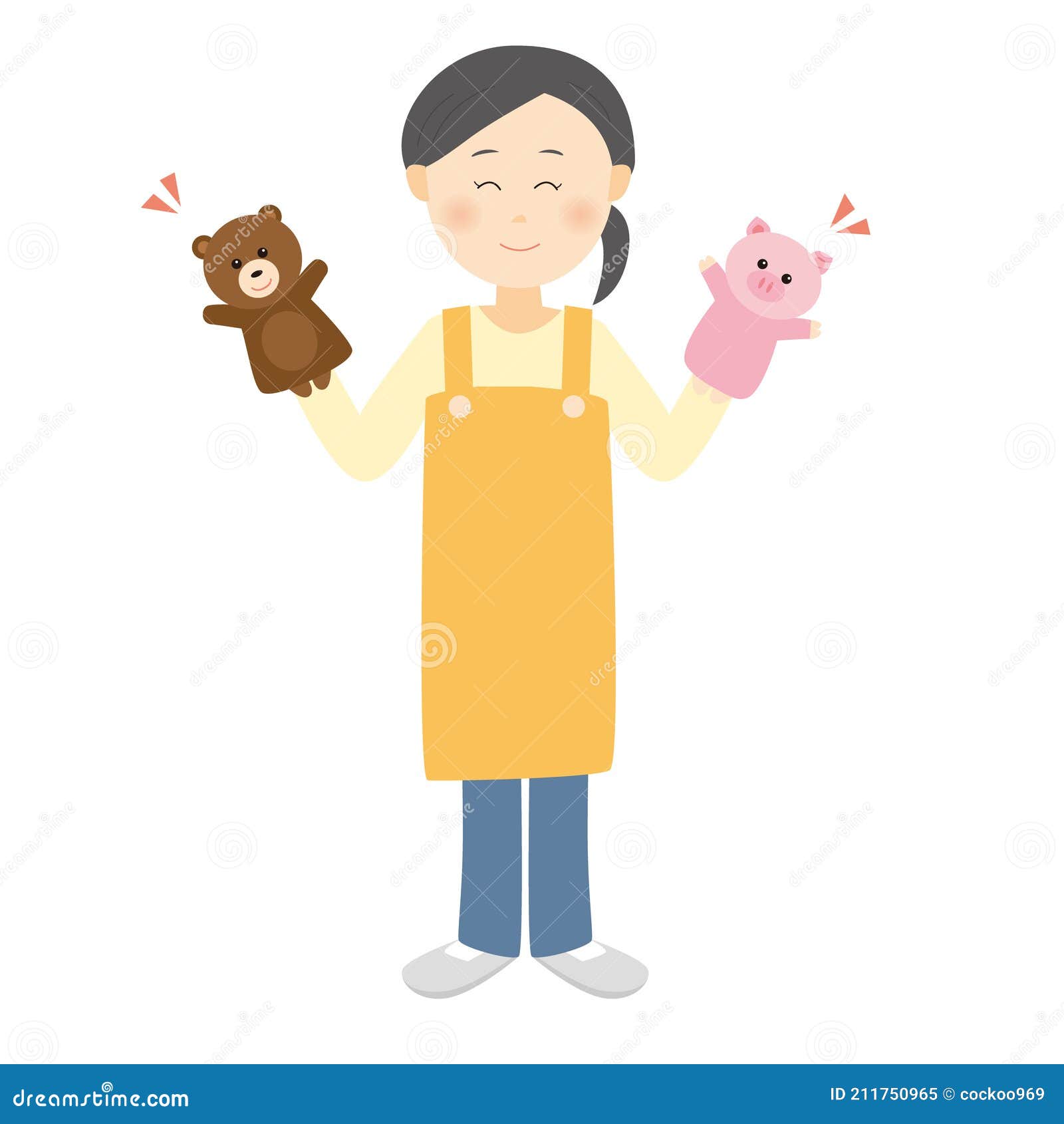 Nursery Teacher Holding a Puppet Stock Vector - Illustration of nursery ...