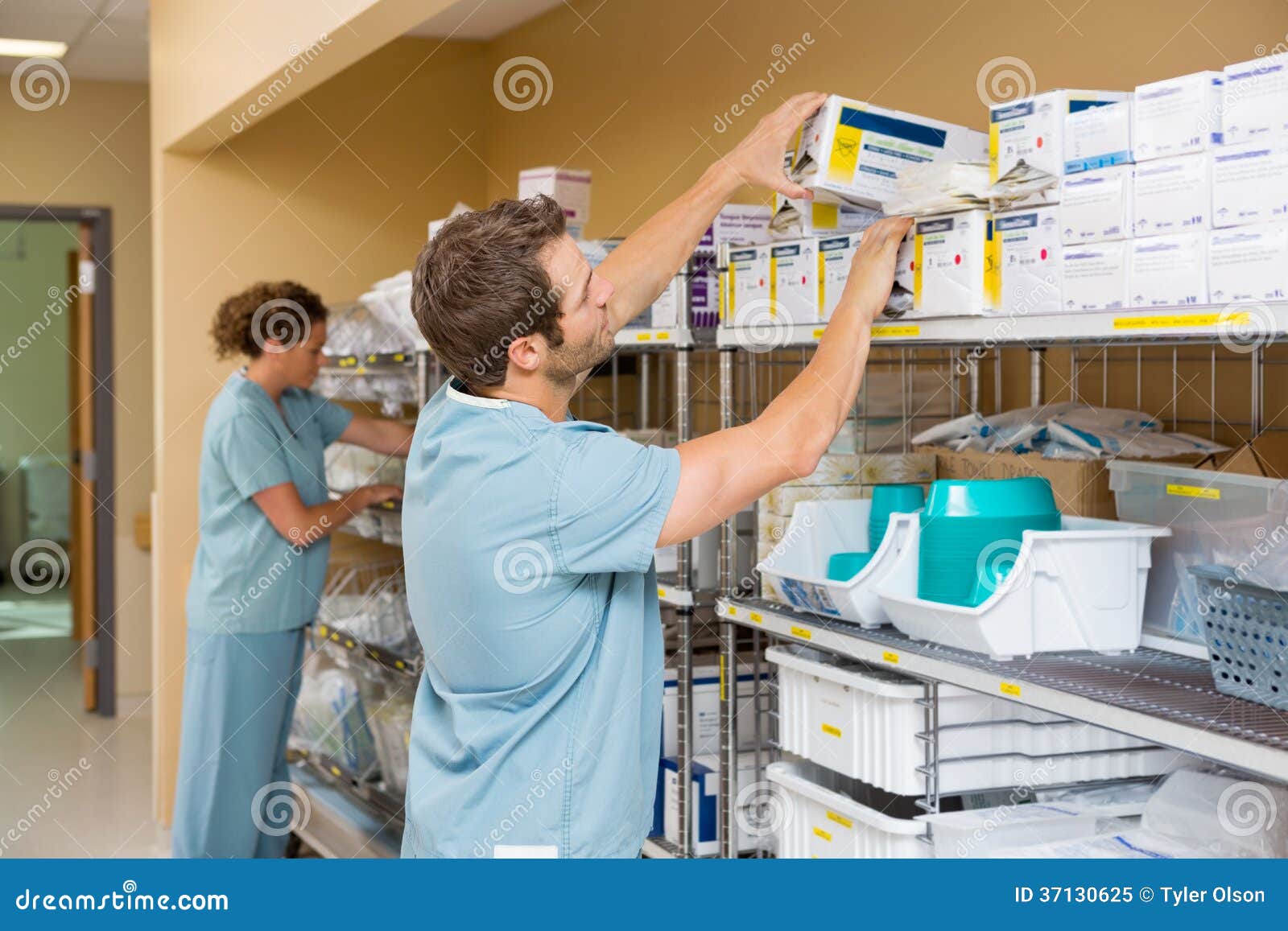 Nurses Arranging Stock in Storage Room Stock Image - Image of ...