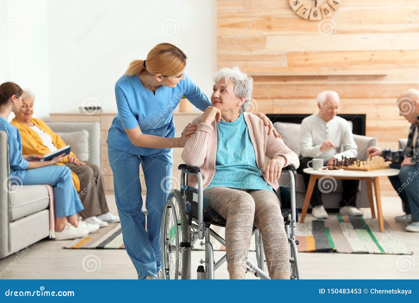 Nurses Assisting Elderly People Stock Image - Image of doctor, health ...