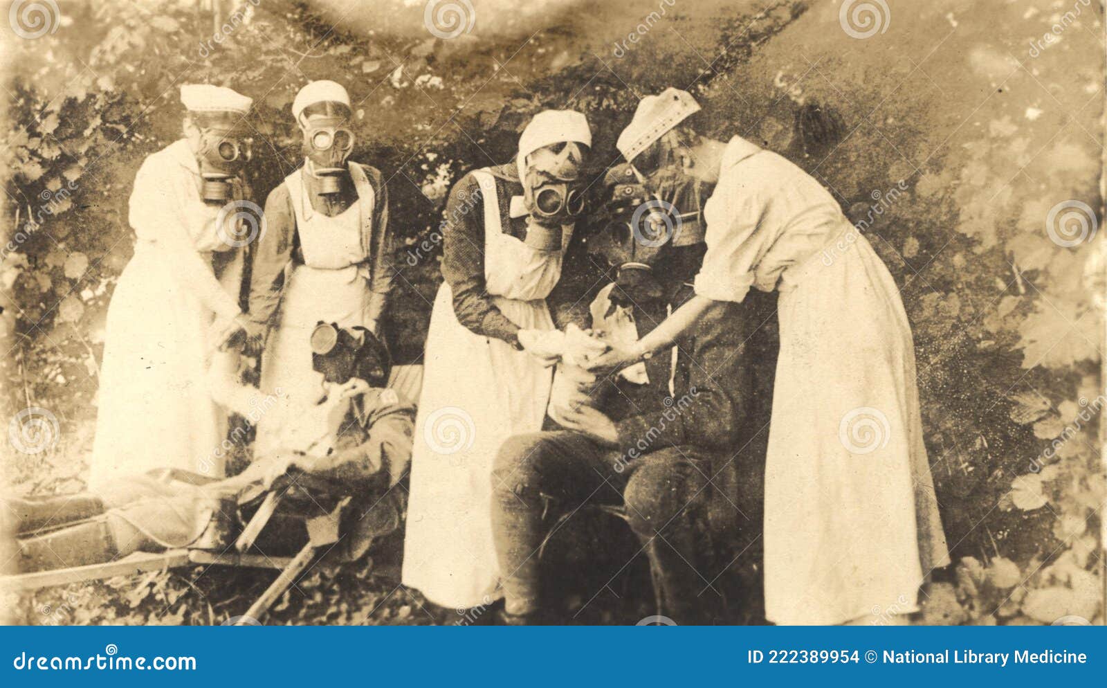 Nurses In Gas Masks At The Trenches, Germany Picture. Image: 222389954