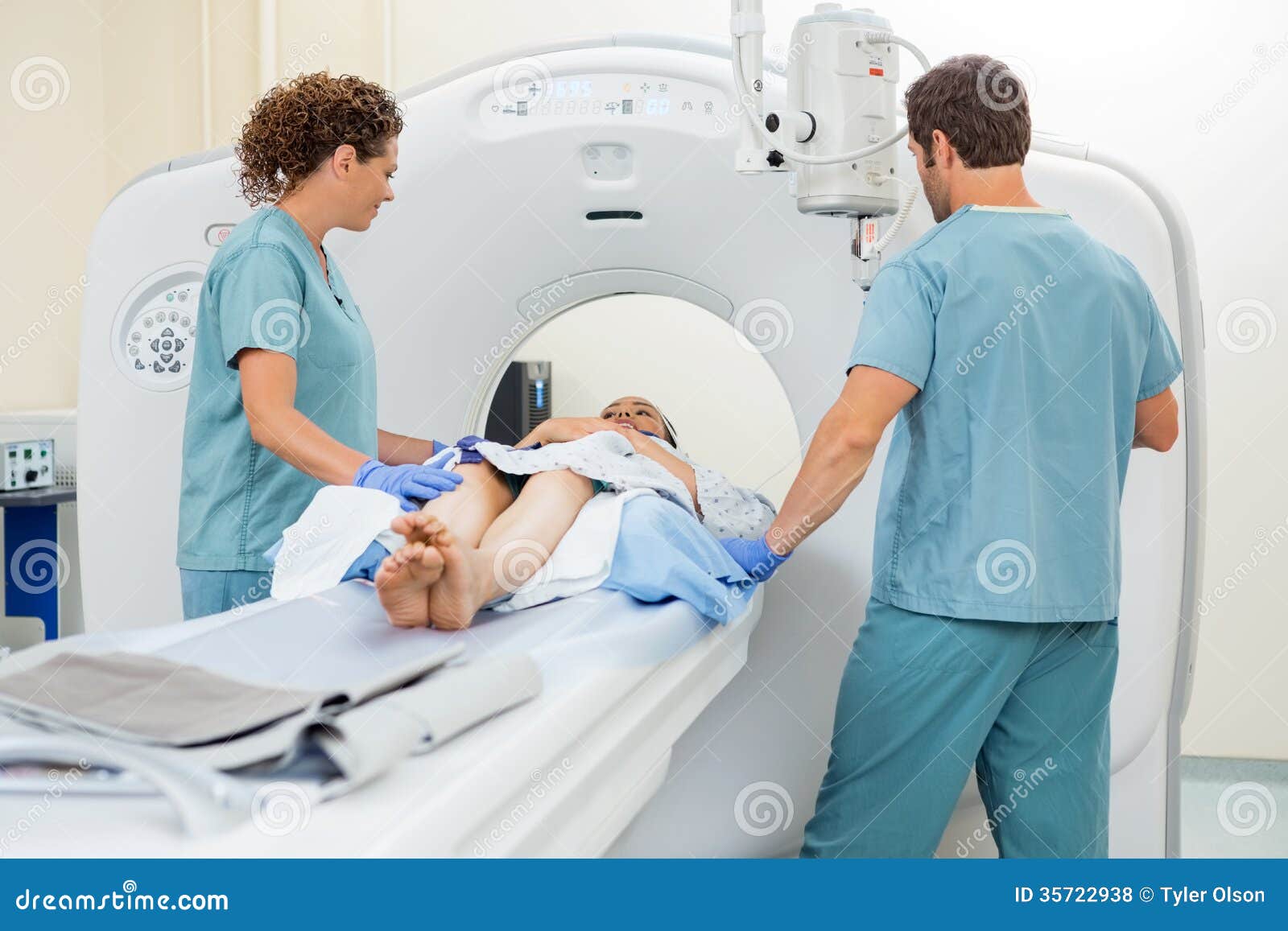 Nurses Preparing Patient for CT Scan Stock Photo - Image of nurse ...