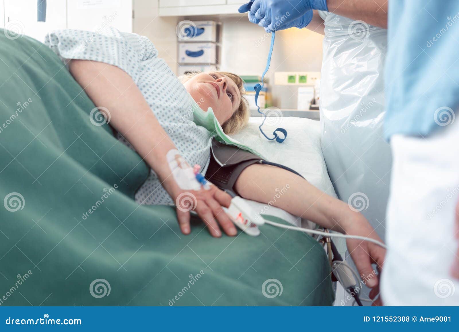 Nurses Preparing Patient for Internal Medicine Examination Stock Photo ...