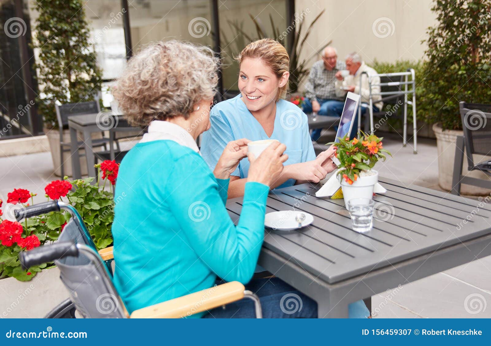 Nursing Help in Conversation with a Senior Citizen in a Nursing Home ...