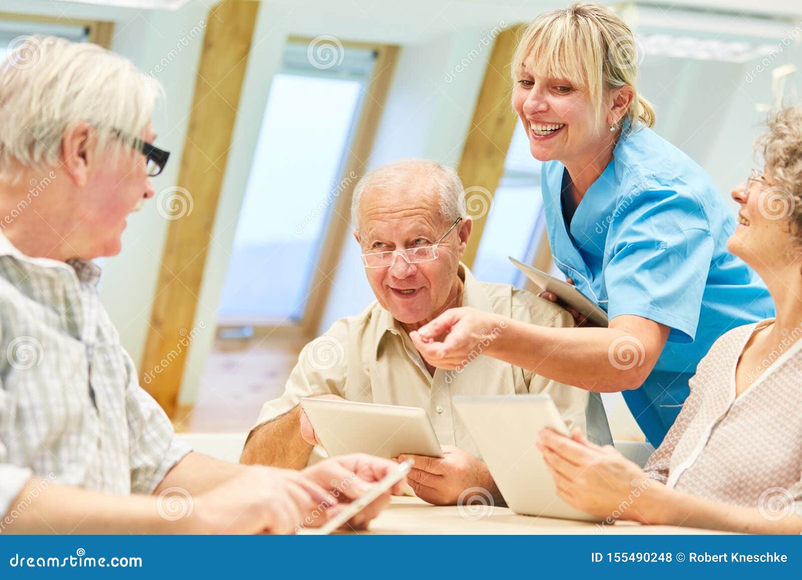 Nursing Help is Fun with Seniors in the Computer Course Stock Photo ...
