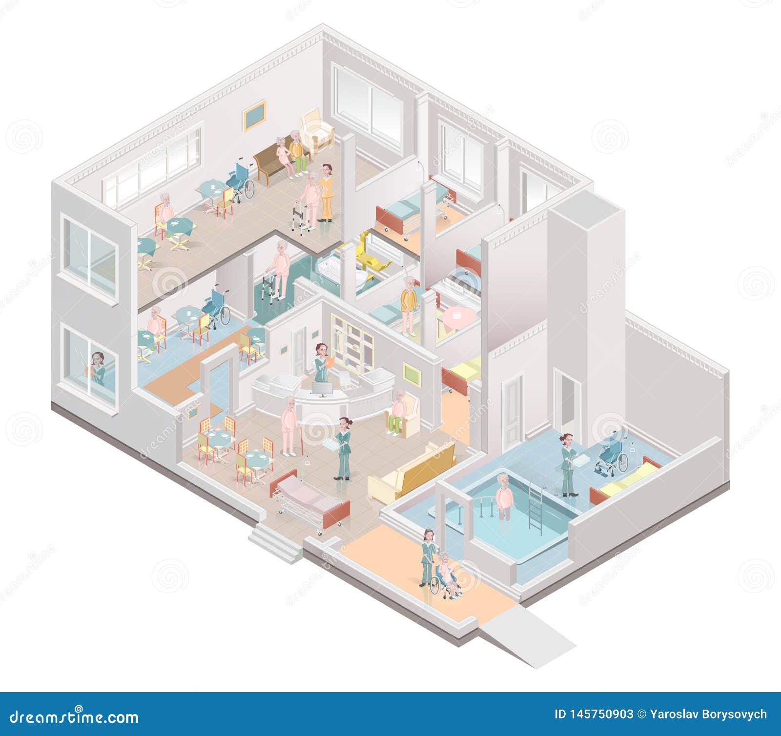 Nursing Home. Assisted-living Facility Stock Vector - Illustration of ...
