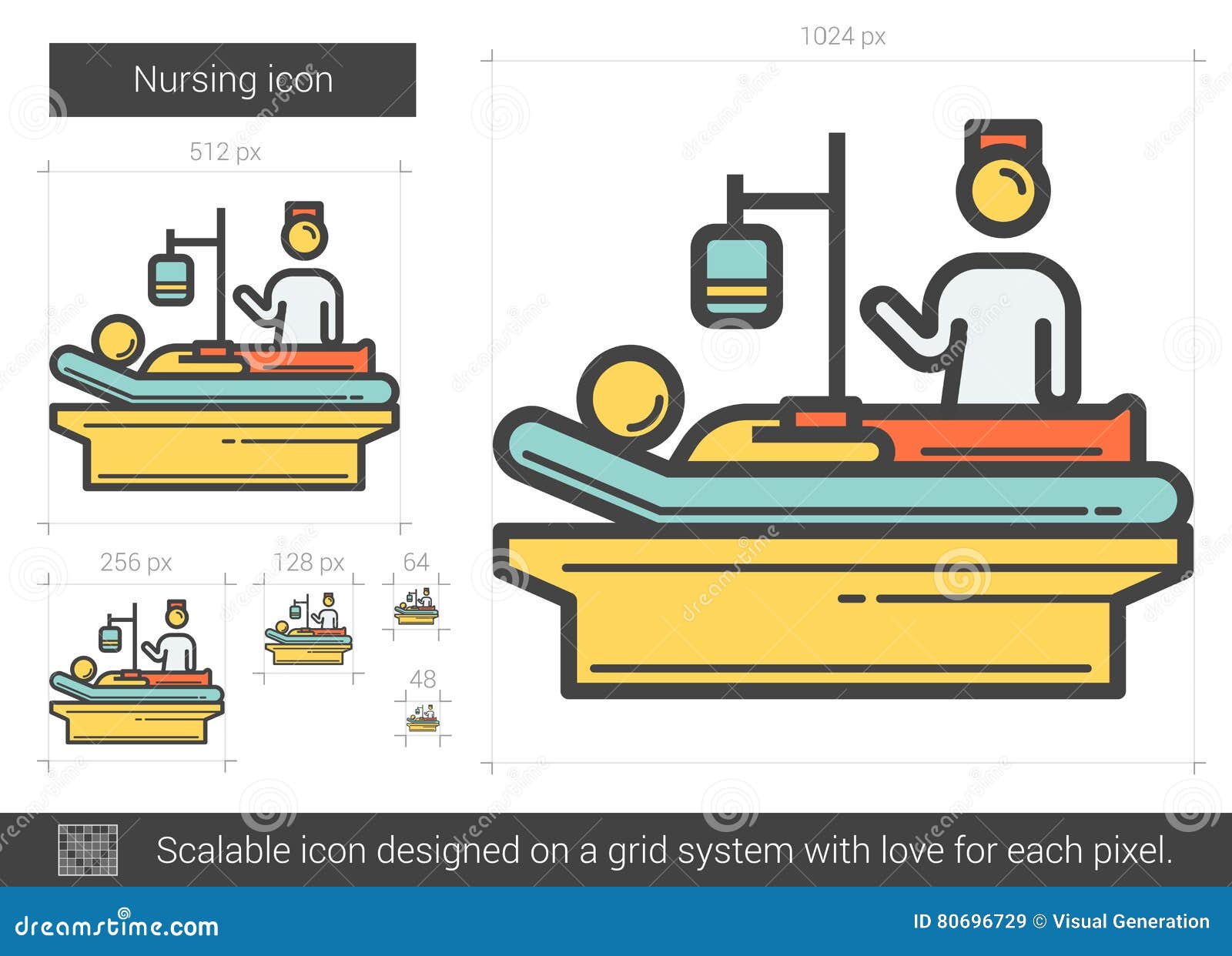 Nursing line icon. stock vector. Illustration of drawing - 80696729