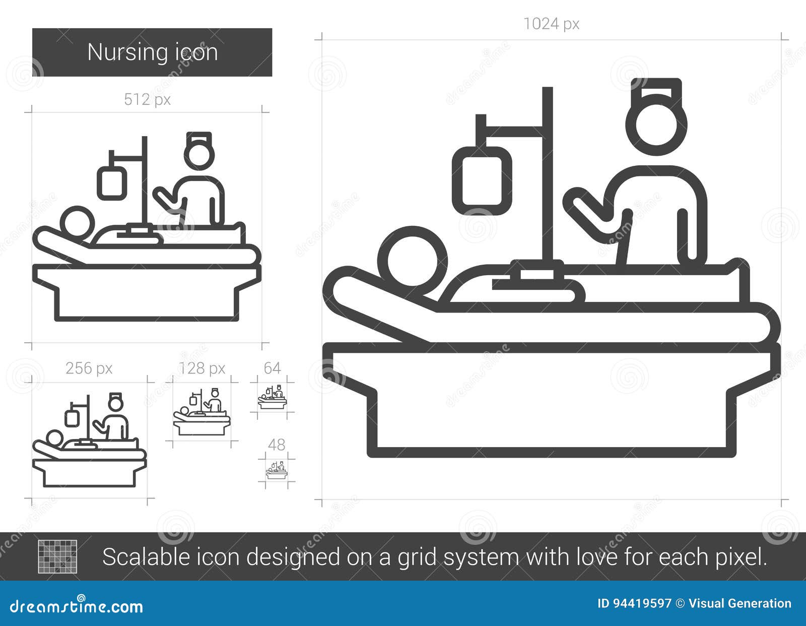 Nursing line icon. stock vector. Illustration of disease - 94419597