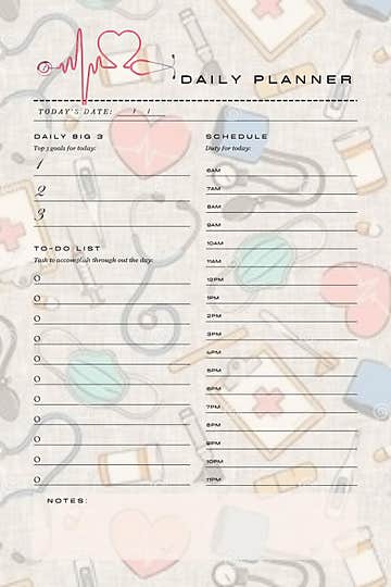 Nursing Planner Digital Printable Blank Template Insert Stock ...