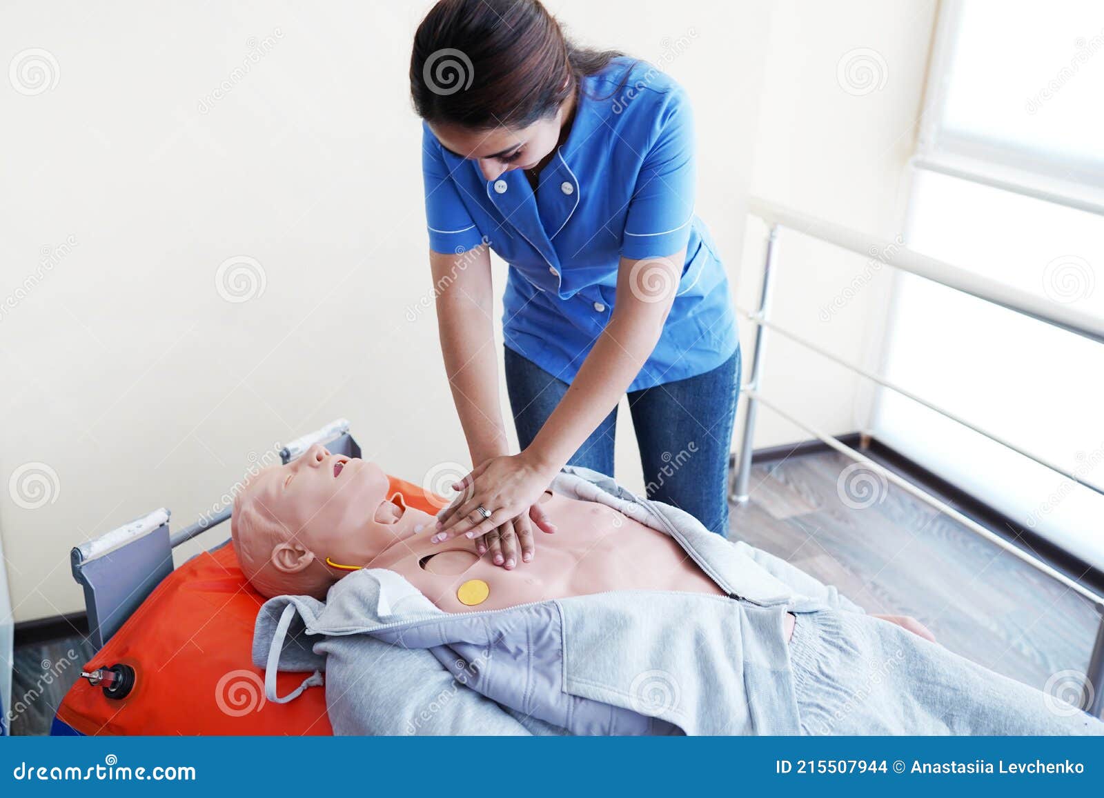Nursing Student Learning How To Rescue the Patients in Emergency. CPR ...