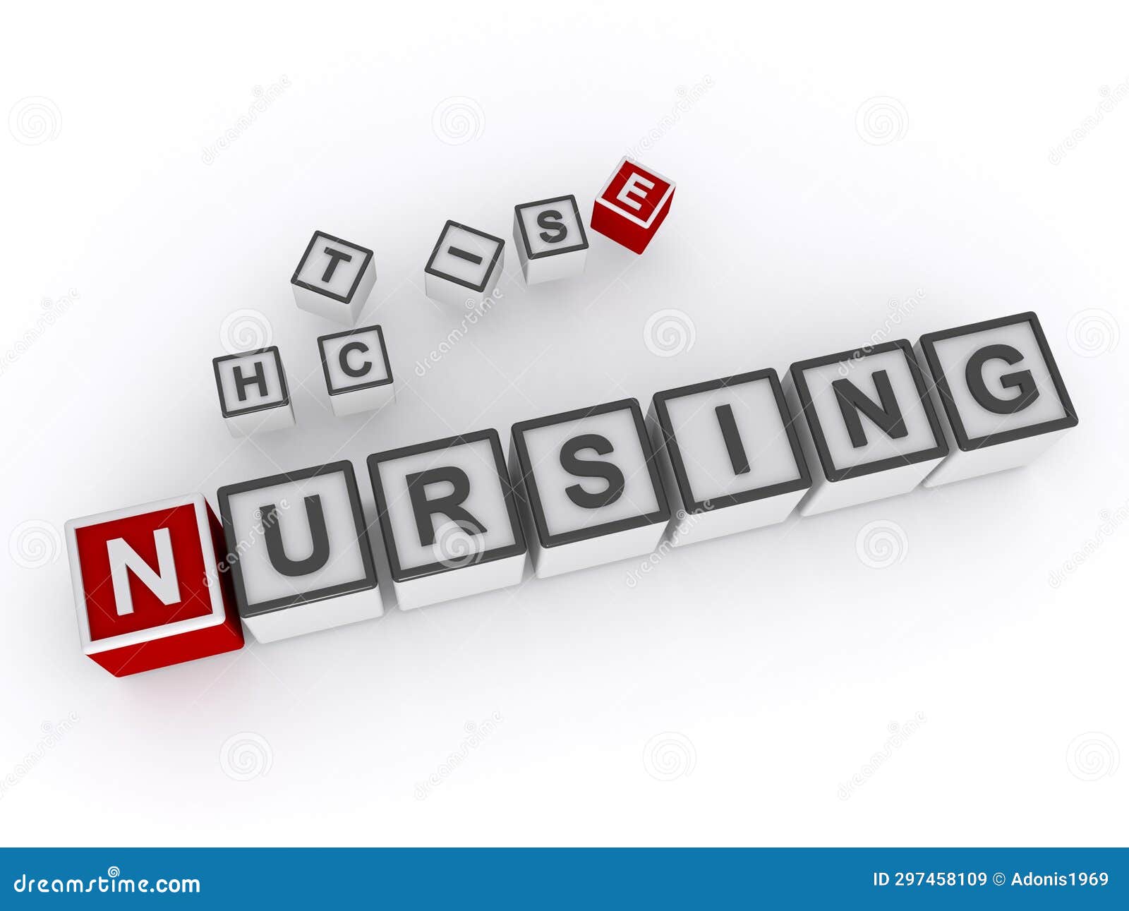 Nursing Word Block on White Stock Illustration - Illustration of ...