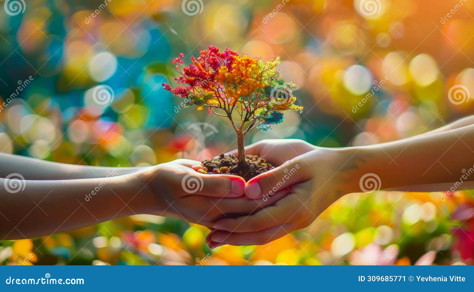 Nurturing Growth: Hands Cradling a Young Tree. Generative Ai Stock ...