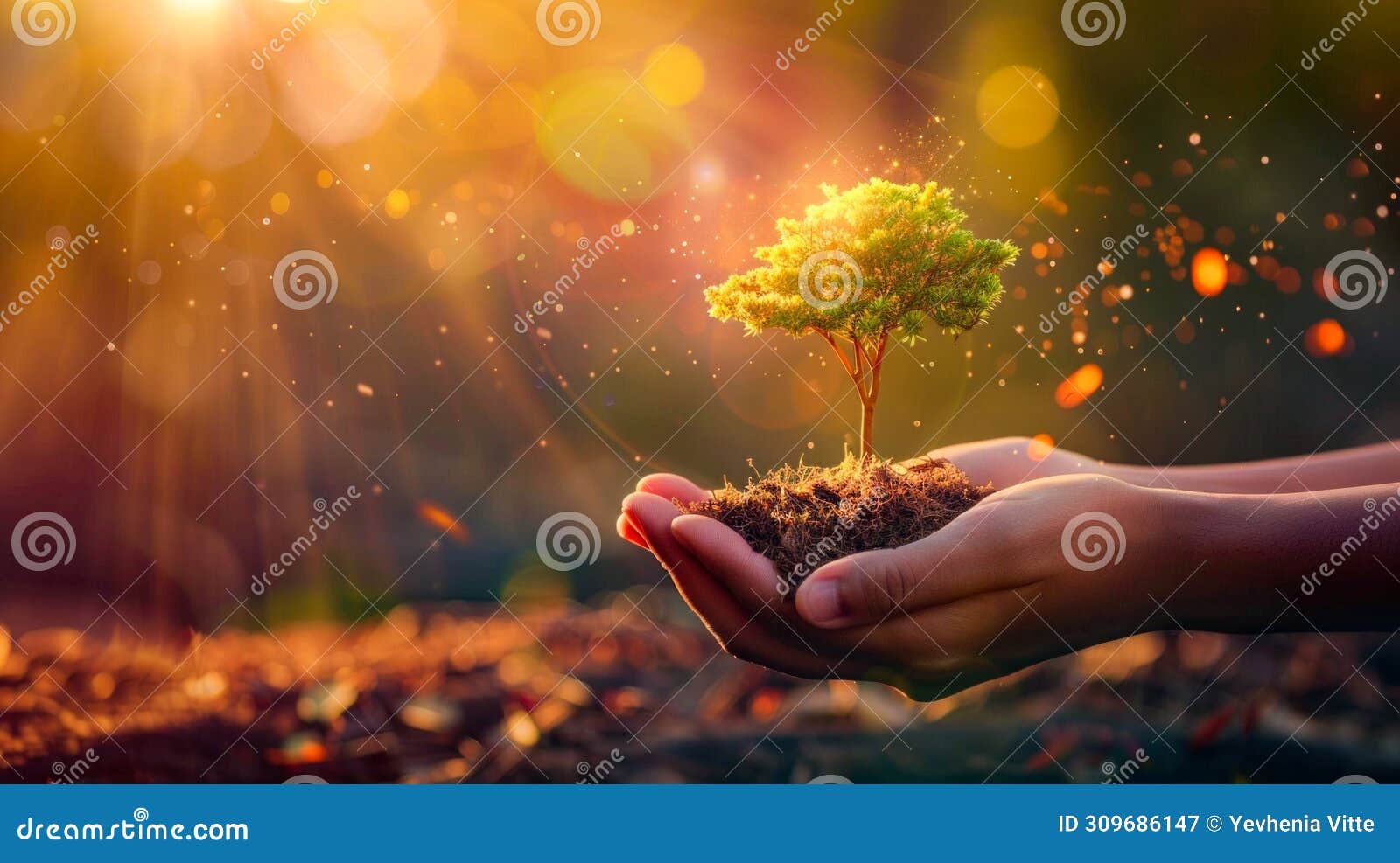 Nurturing Growth: Hands Cradling a Young Tree. Generative Ai Stock ...