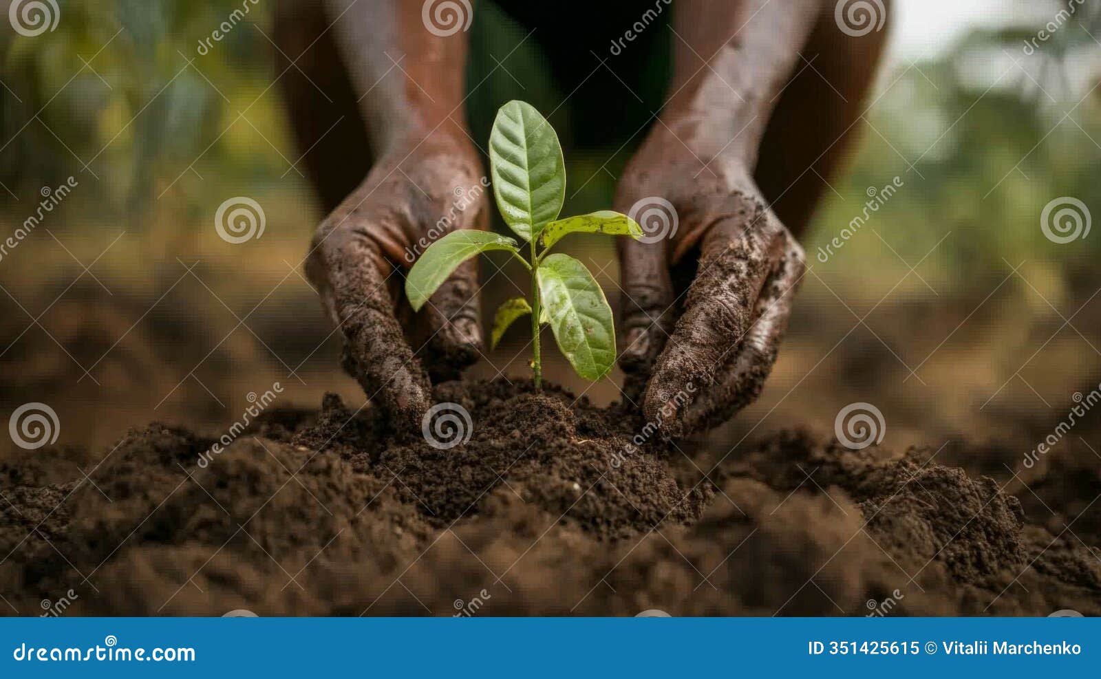 Nurturing Growth: Hands Planting a Young Sapling in Fertile Soil Stock ...